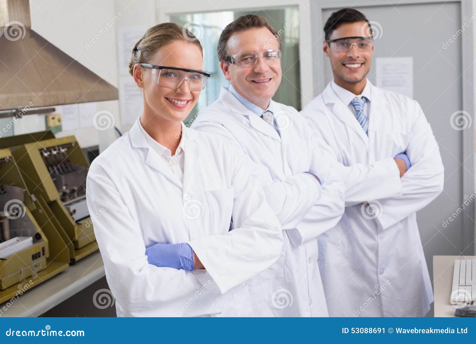 Smiling Scientists Looking at Camera Arms Crossed Stock Image - Image ...