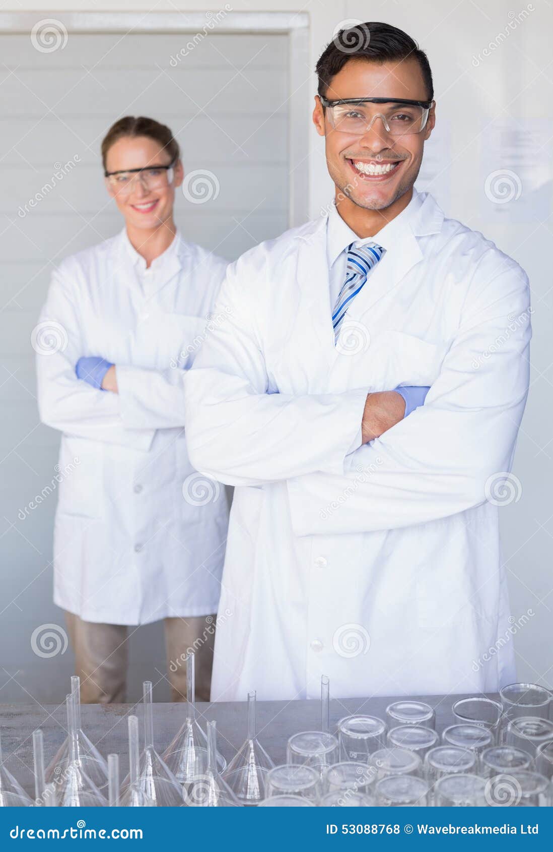 Smiling Scientists Looking at Camera Arms Crossed Stock Photo - Image ...