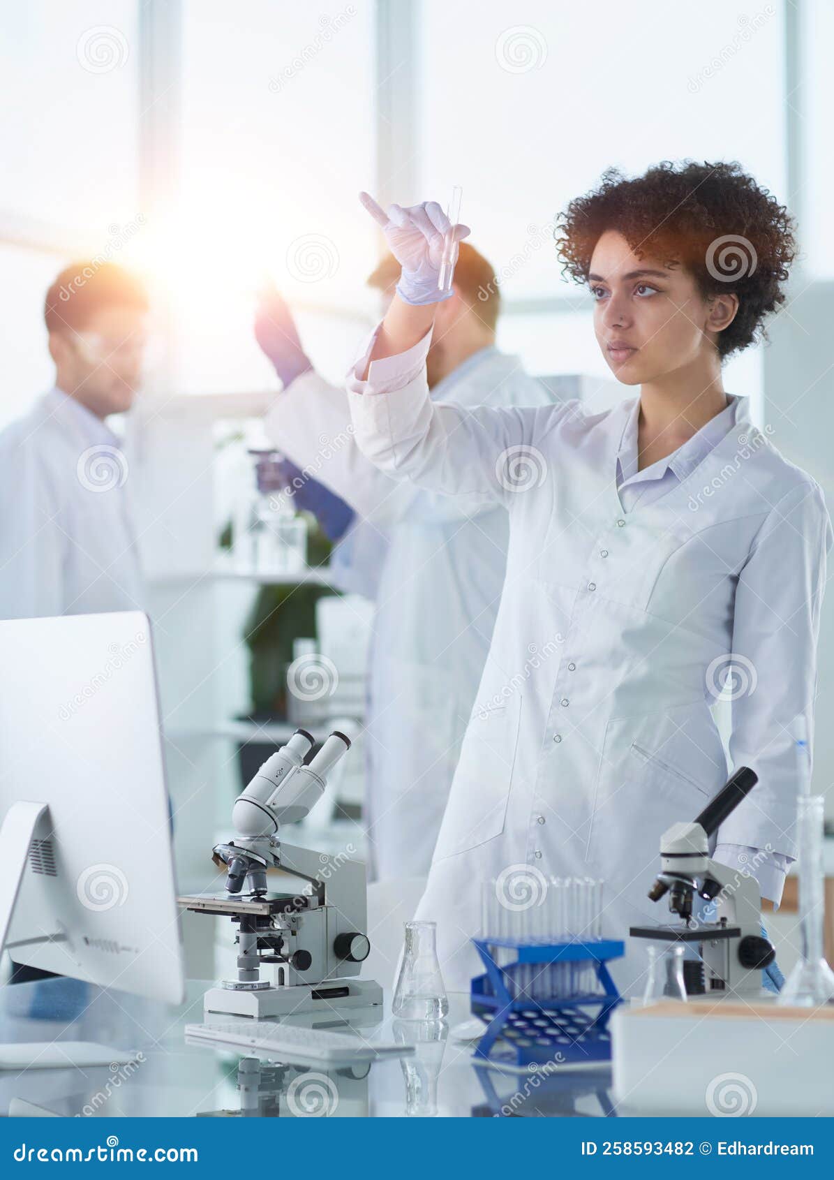 Smiling Scientists Looking at Camera Arms Crossed in Laboratory Stock ...