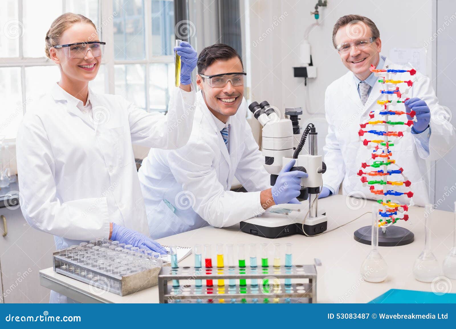 Smiling Scientists Looking at Camera Stock Image - Image of helix ...