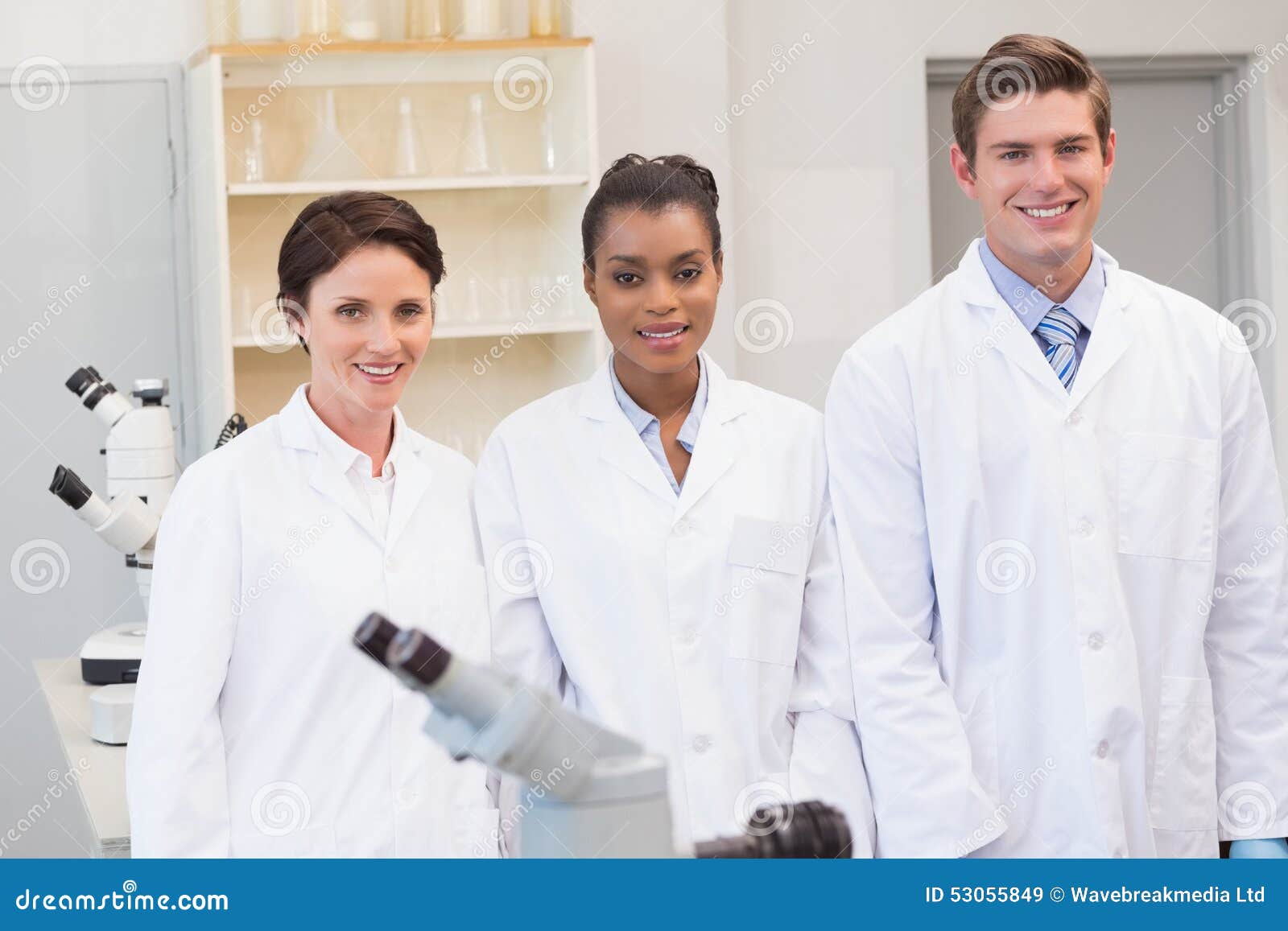 Smiling Scientists Team Looking at Camera Stock Image - Image of female ...