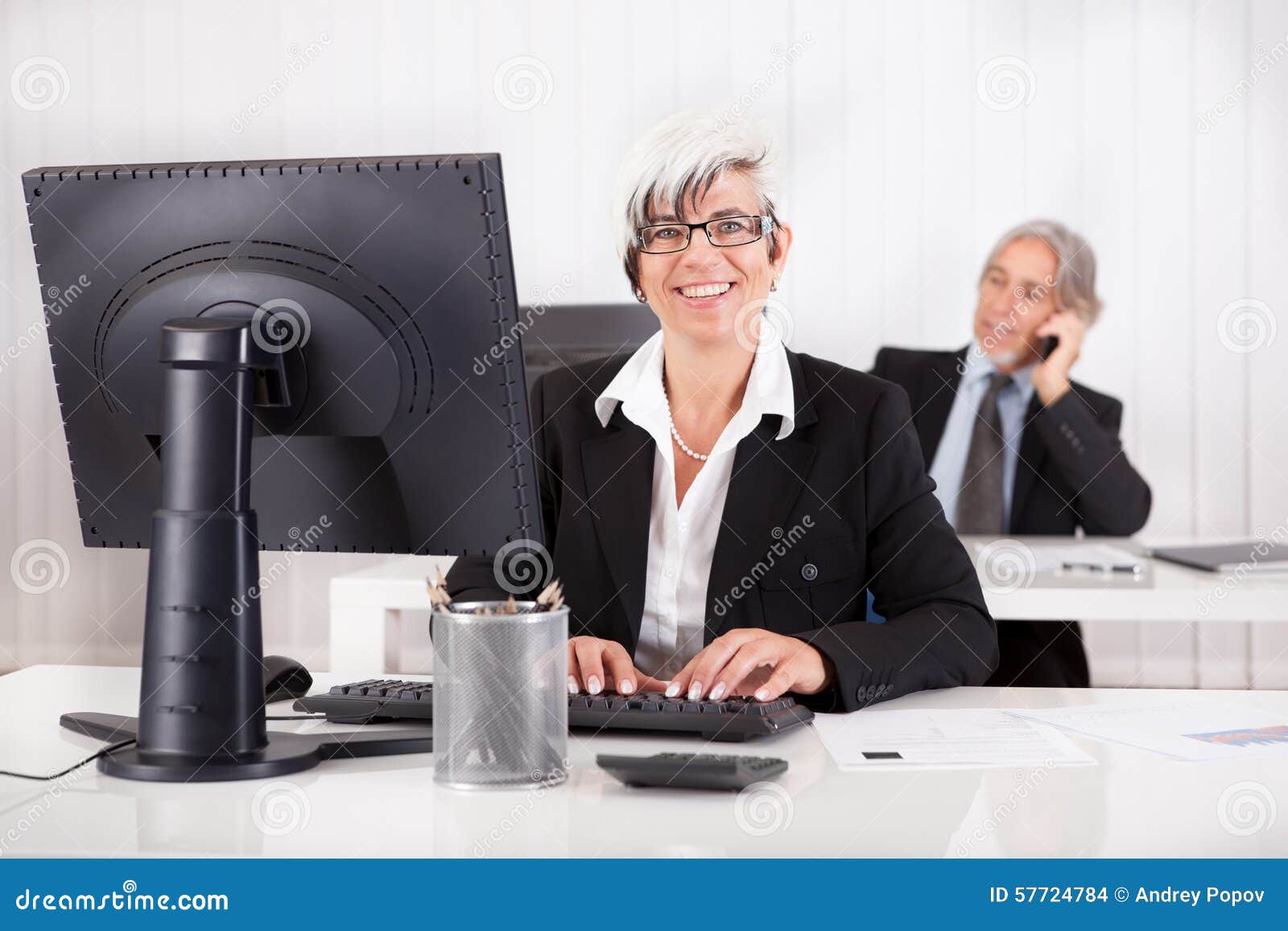 Smiling Secretary or Personal Assistant Stock Photo - Image of computer ...