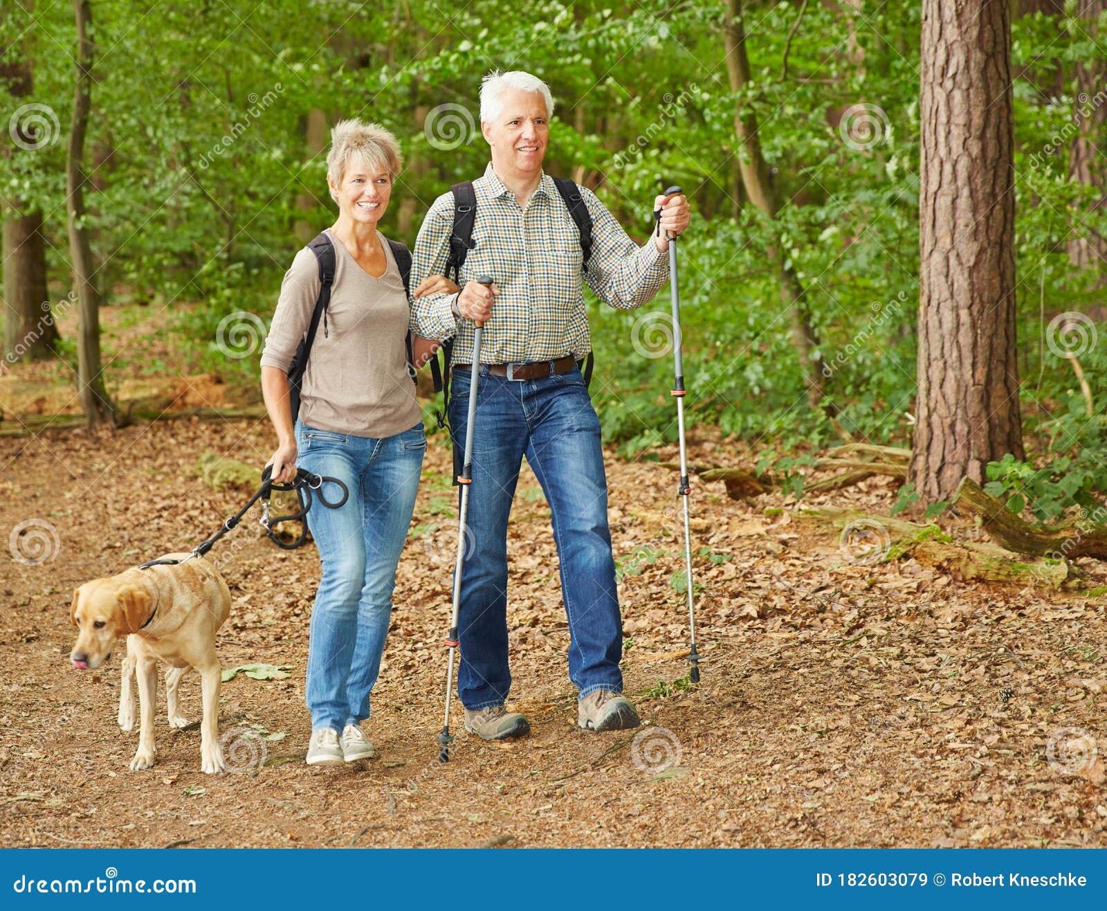 Couple of Seniors Doing Nordic Walking with a Dog Stock Image - Image ... Couple of Seniors Doing Nordic Walking with a Dog Stock Image - Image ...