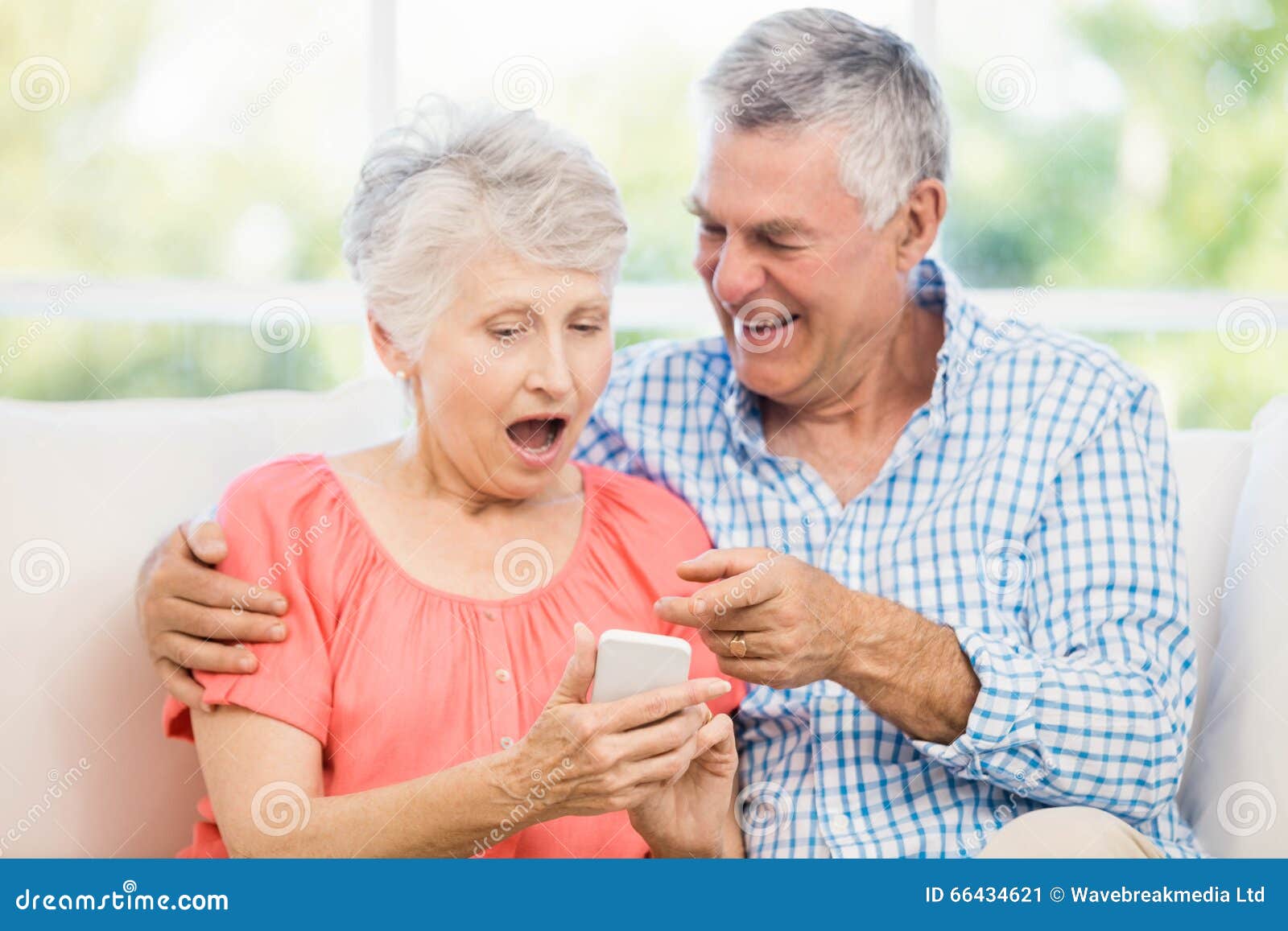 Smiling Senior Couple Using Smartphone Stock Image - Image of mobile ...