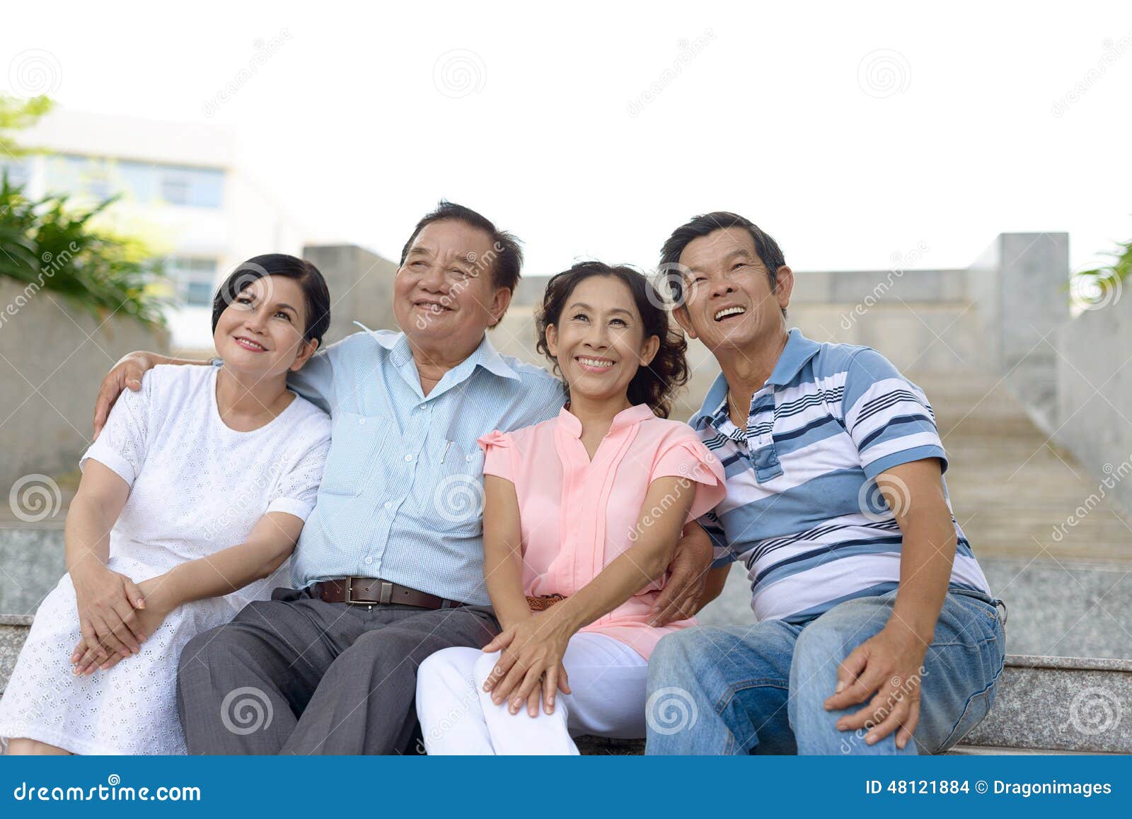 Smiling senior couples stock photo. Image of hugging - 48121884