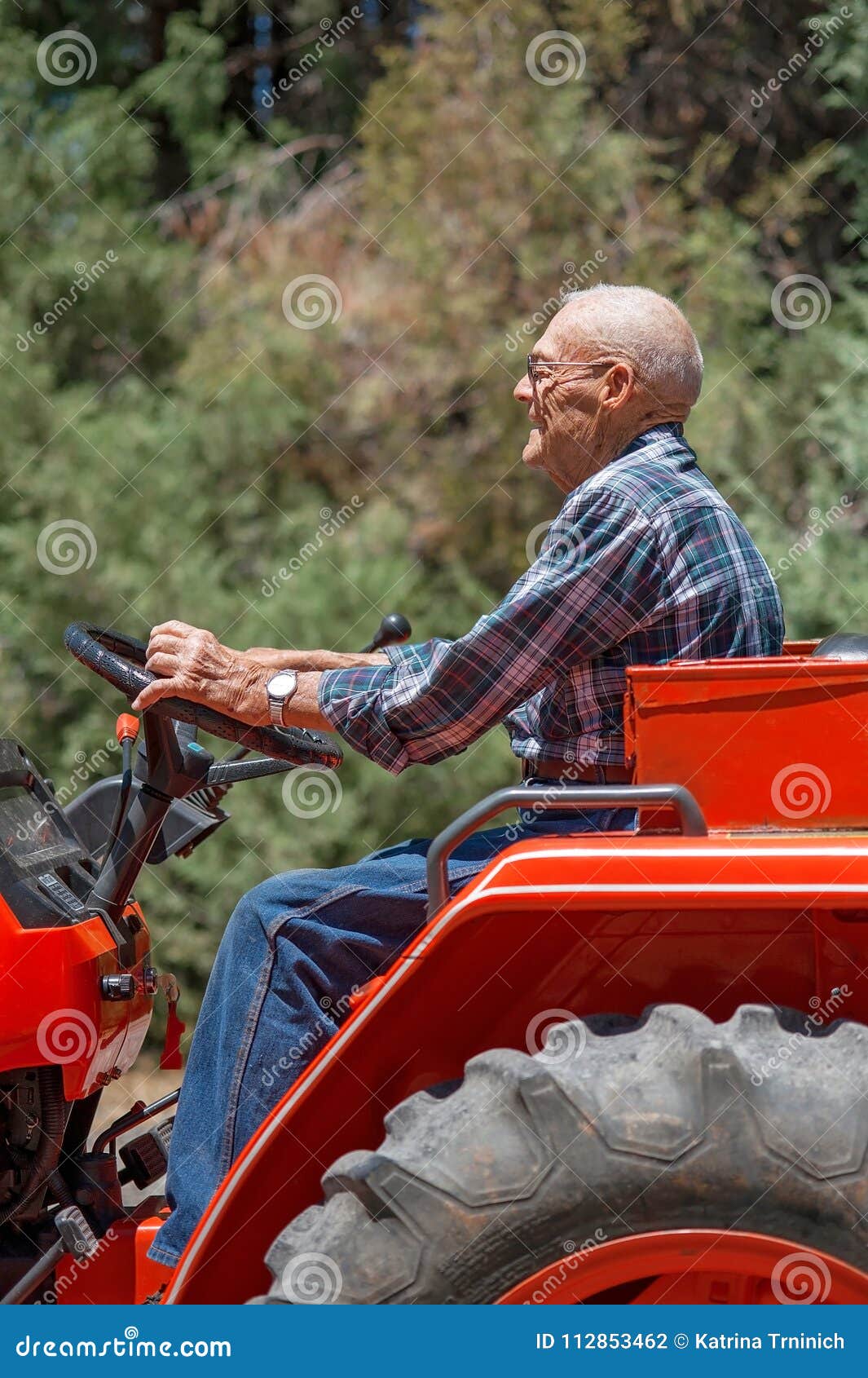Smiling, Senior Man Operating a Tractor Stock Photo - Image of vitality ...