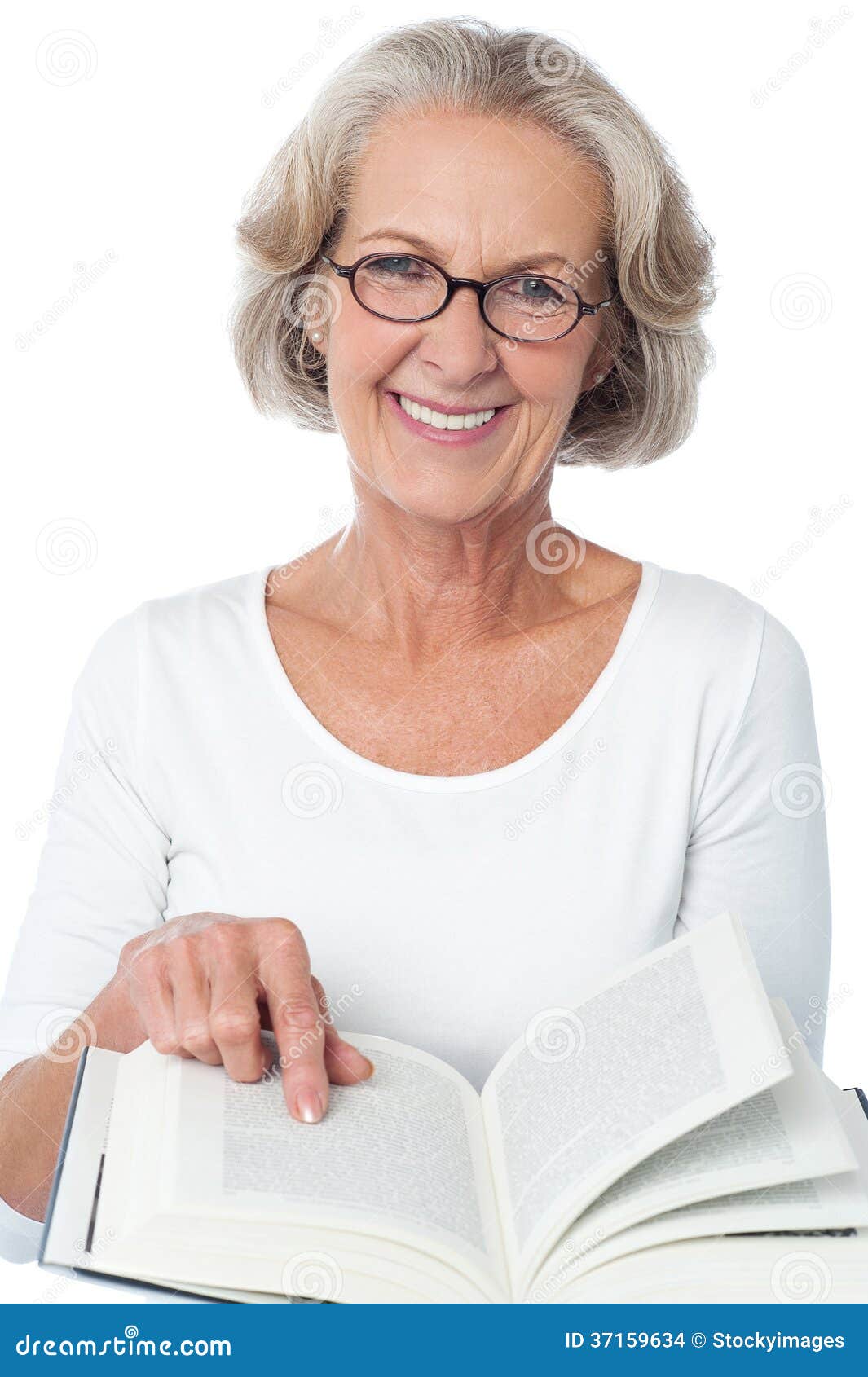 Smiling Senior Woman Reading a Book Stock Photo - Image of person ...
