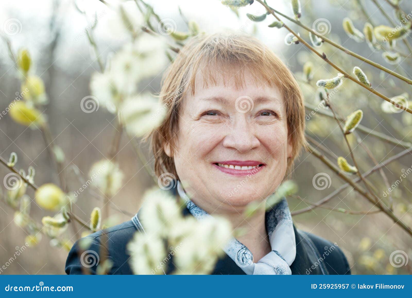 Smiling Senior Woman in Spring Stock Image - Image of garden, senior ...
