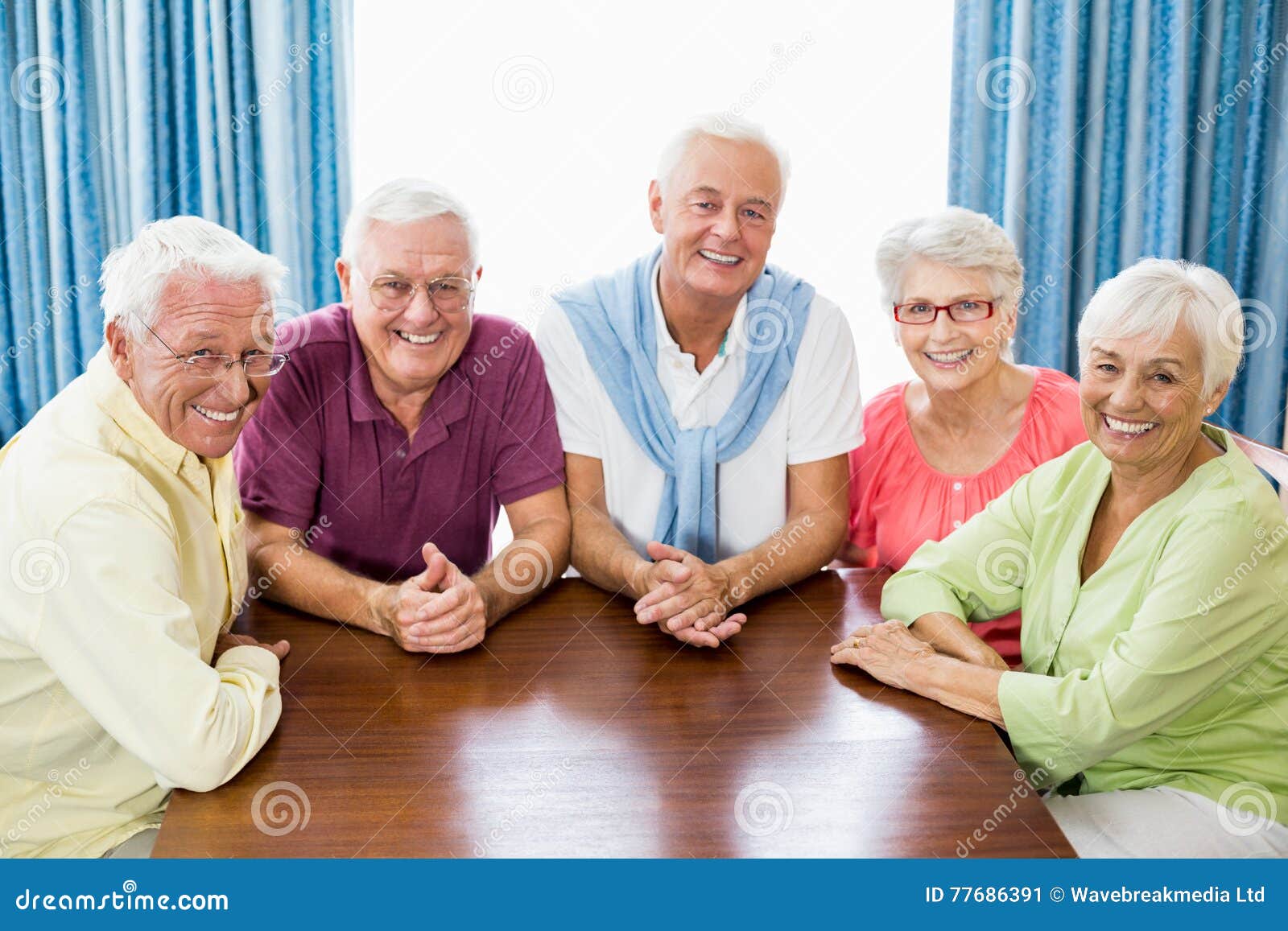 Smiling Seniors Sitting at Table Stock Image - Image of happy, aged ...
