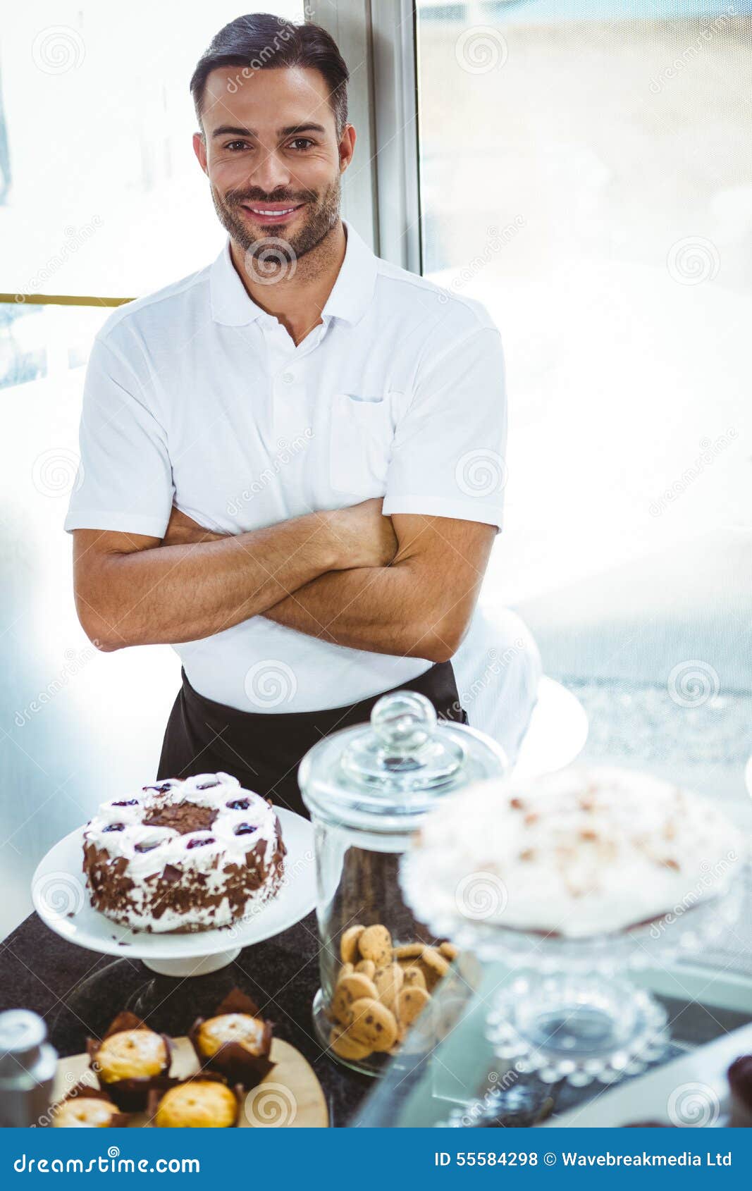 Smiling server arm crossed stock photo. Image of professional - 55584298