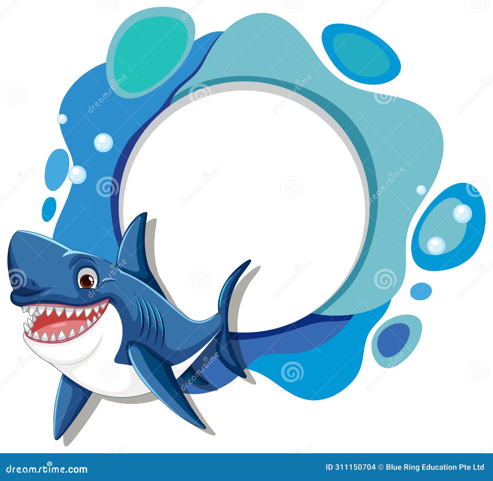 A Smiling Shark with Bubbles Stock Vector - Illustration of underwater ...