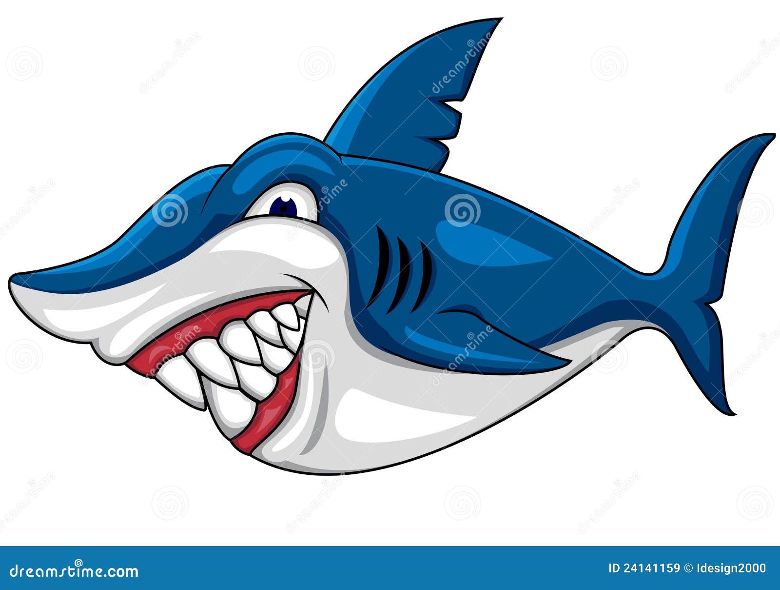 Smiling shark cartoon stock illustration. Illustration of bite - 24141159
