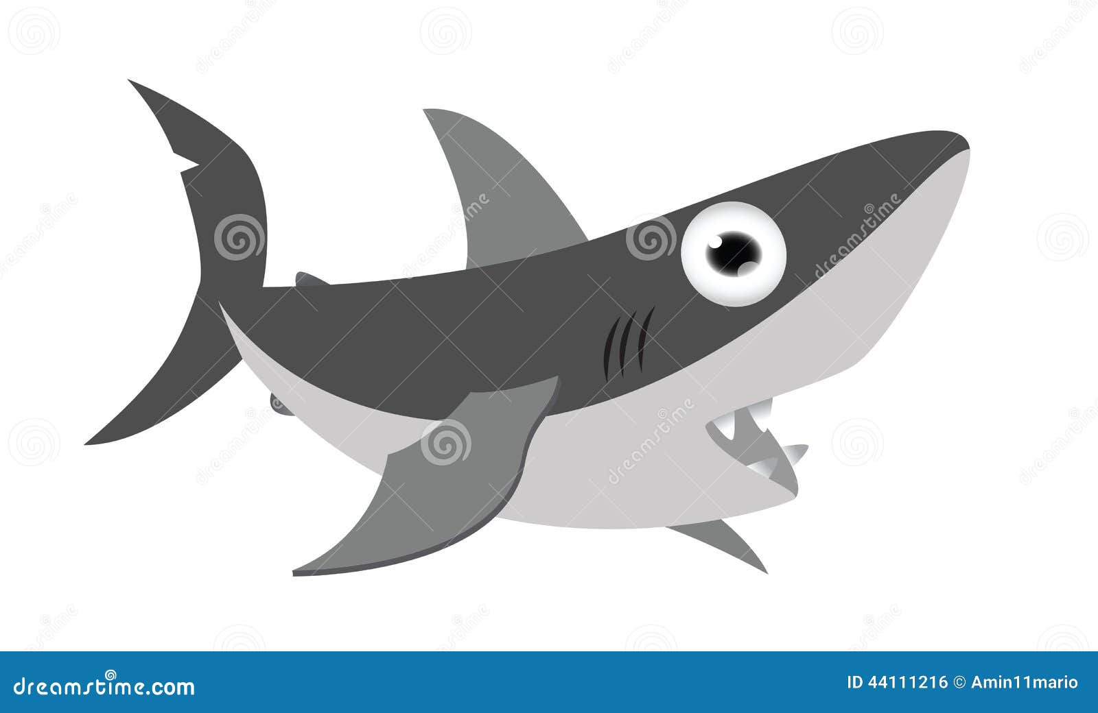 Smiling shark cartoon stock illustration. Illustration of marine - 44111216