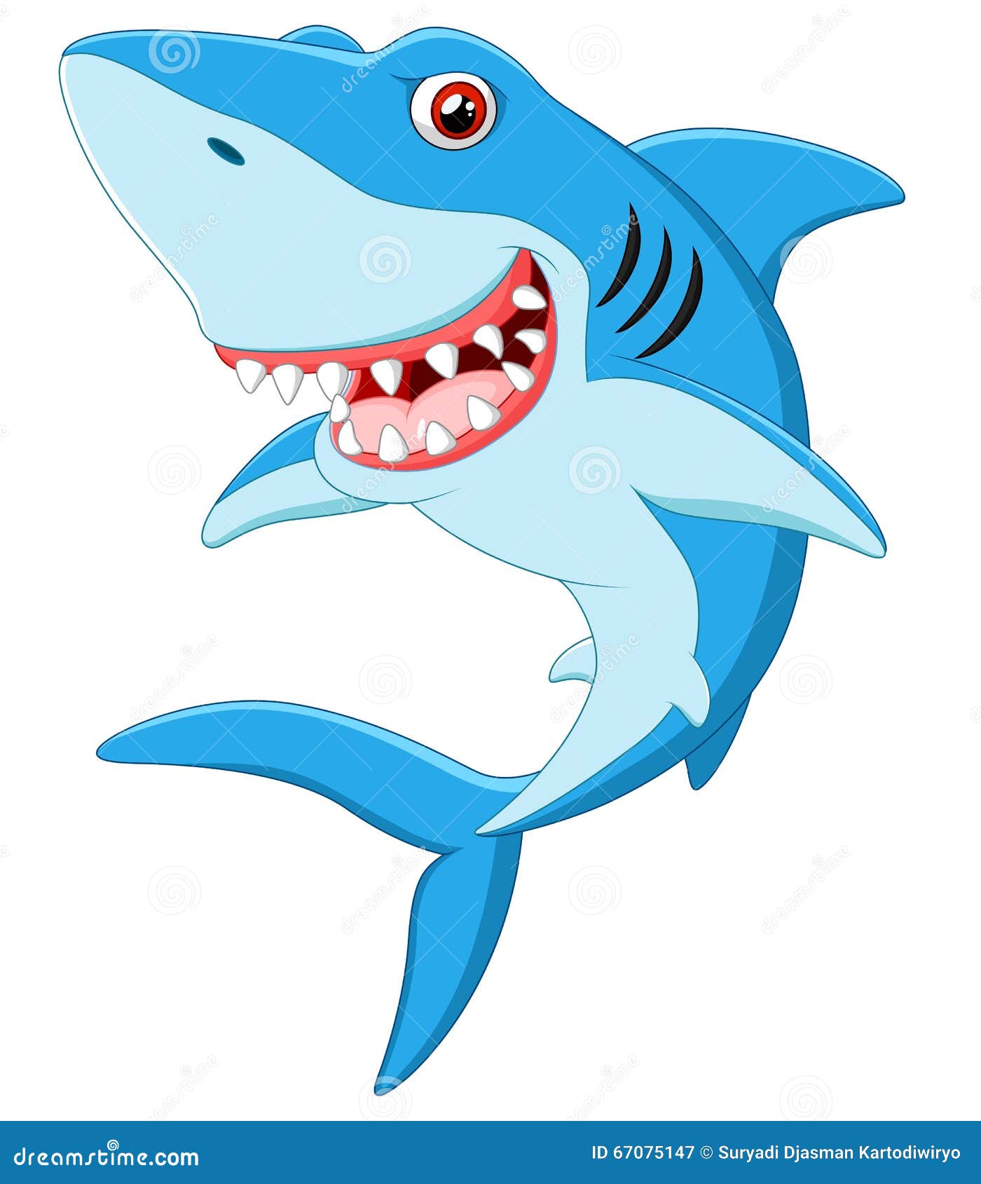 Smiling shark cartoon stock vector. Illustration of comic - 67075147