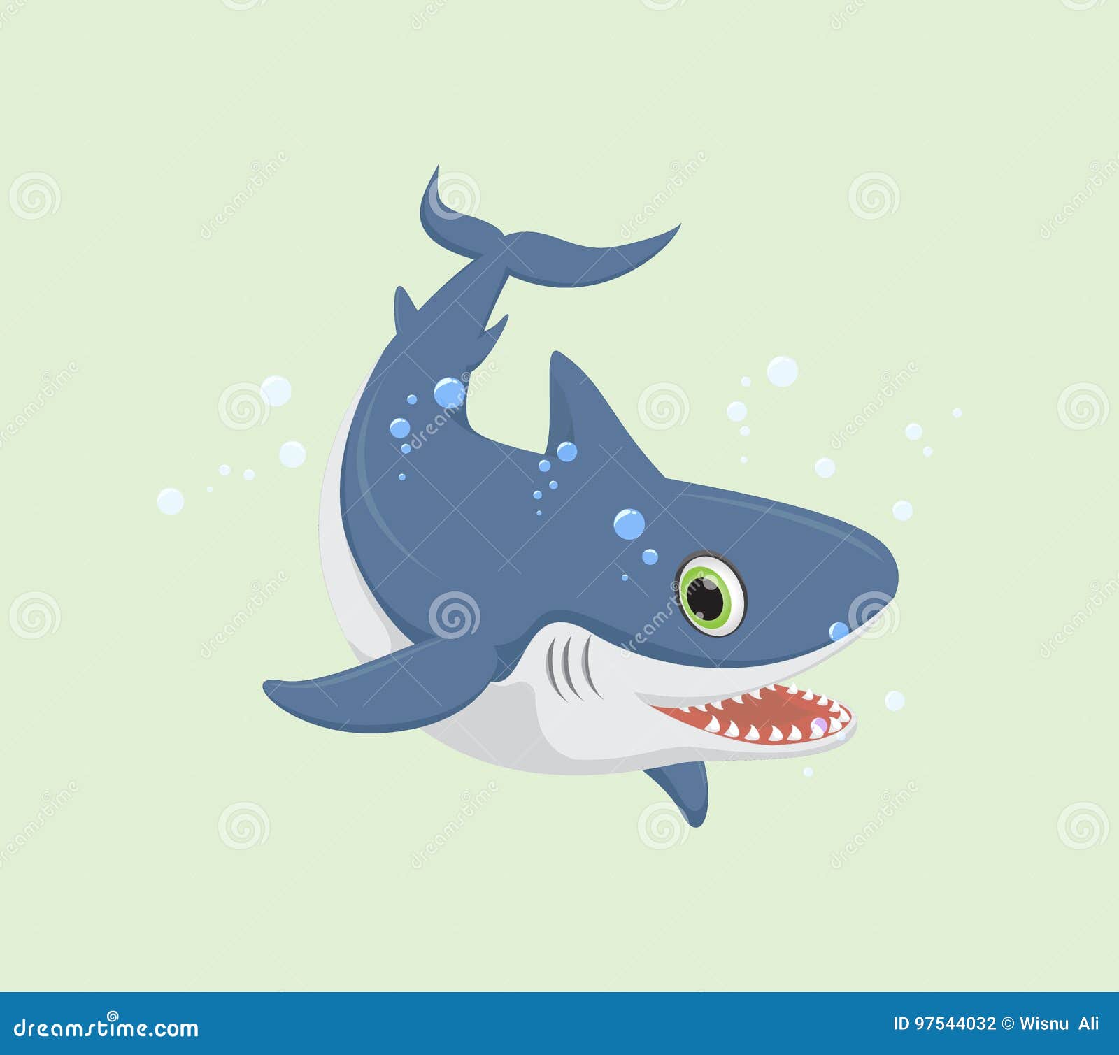 Smiling shark cartoon stock vector. Illustration of tropic - 97544032