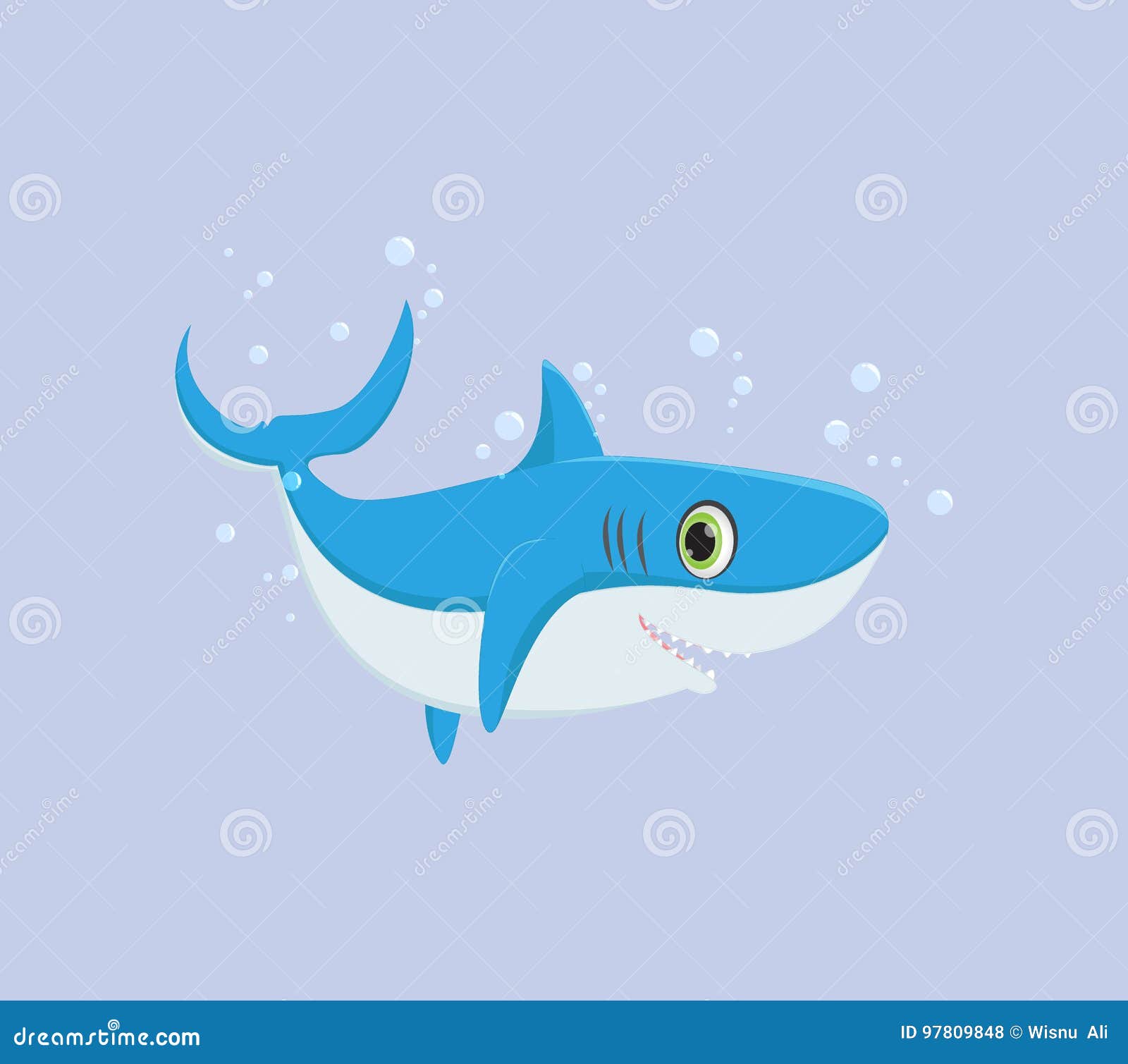 Smiling shark cartoon stock vector. Illustration of predator - 97809848