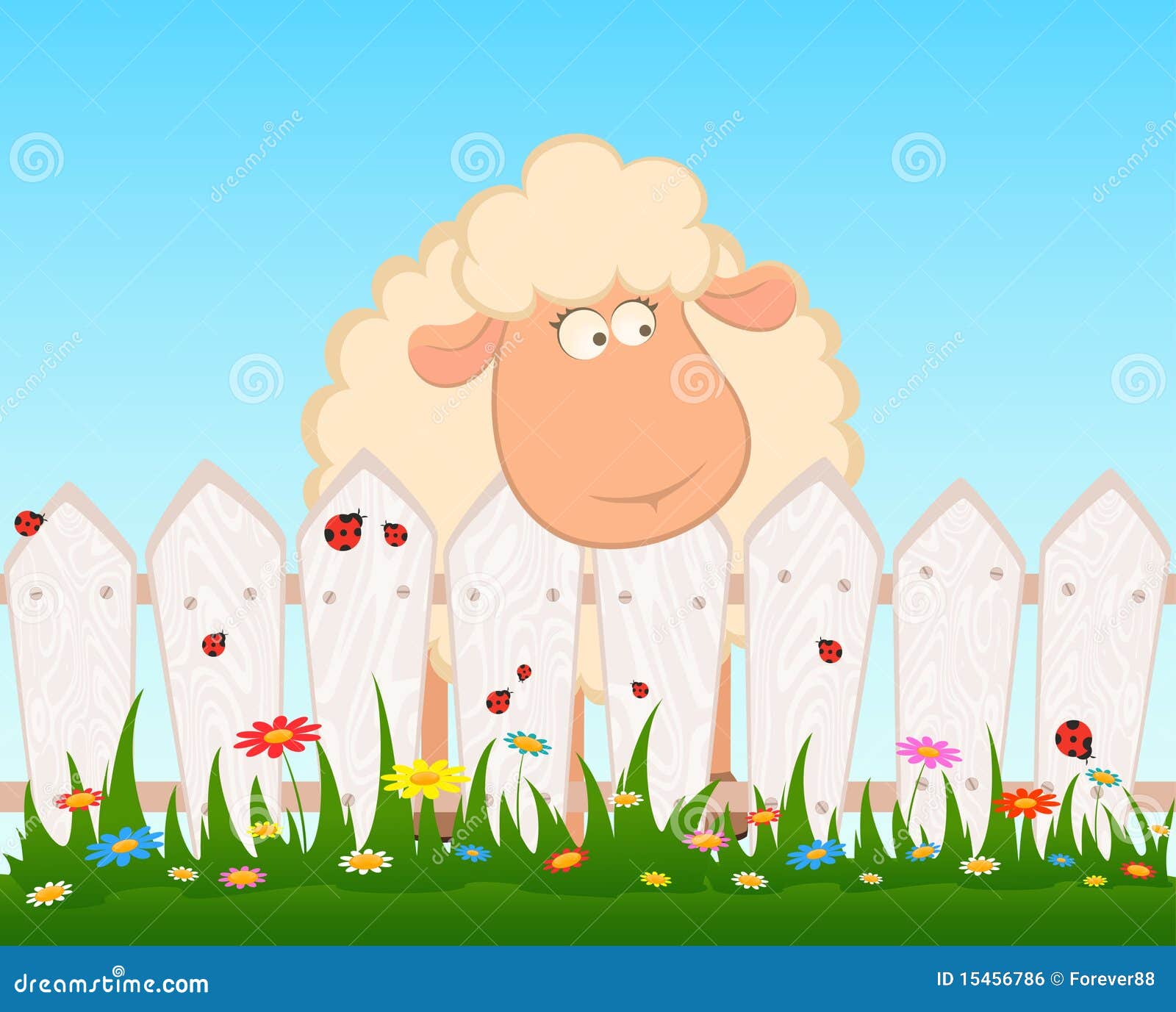 Smiling Sheep after a Fence Stock Vector - Illustration of fence ...