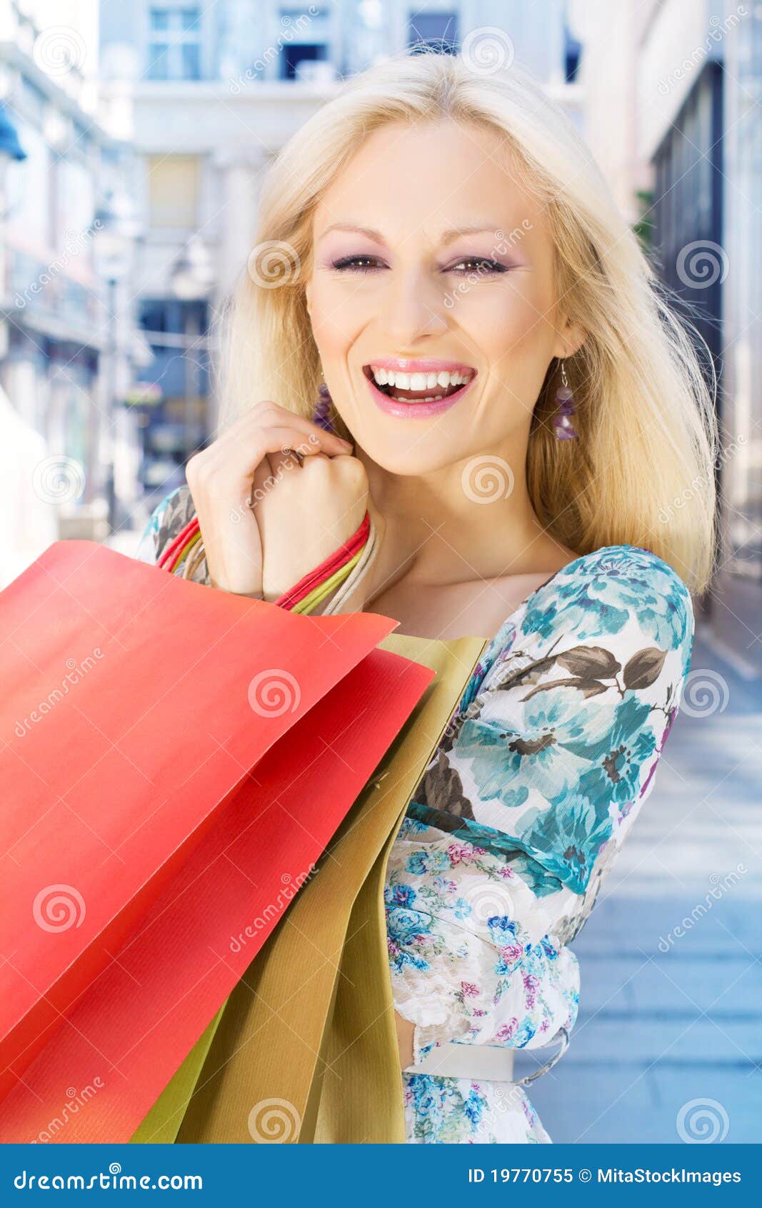 Smiling shopping girl stock image. Image of charming - 19770755