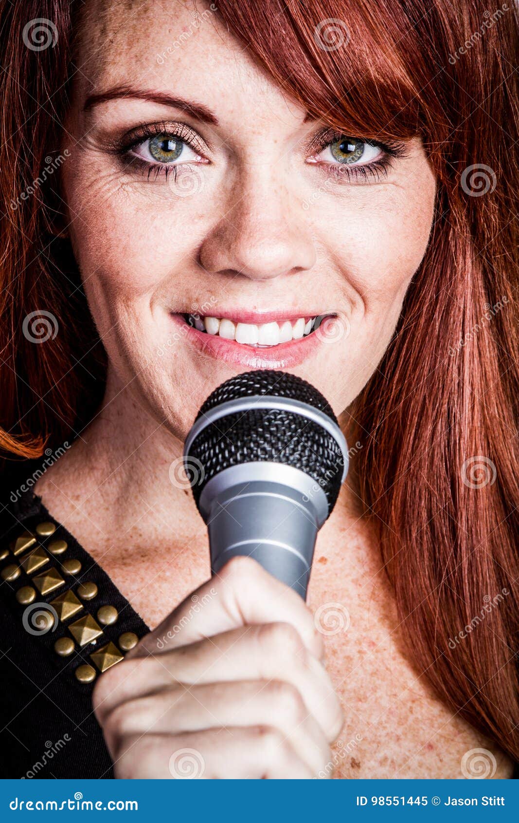 Smiling Singing Woman stock image. Image of gorgeous - 98551445