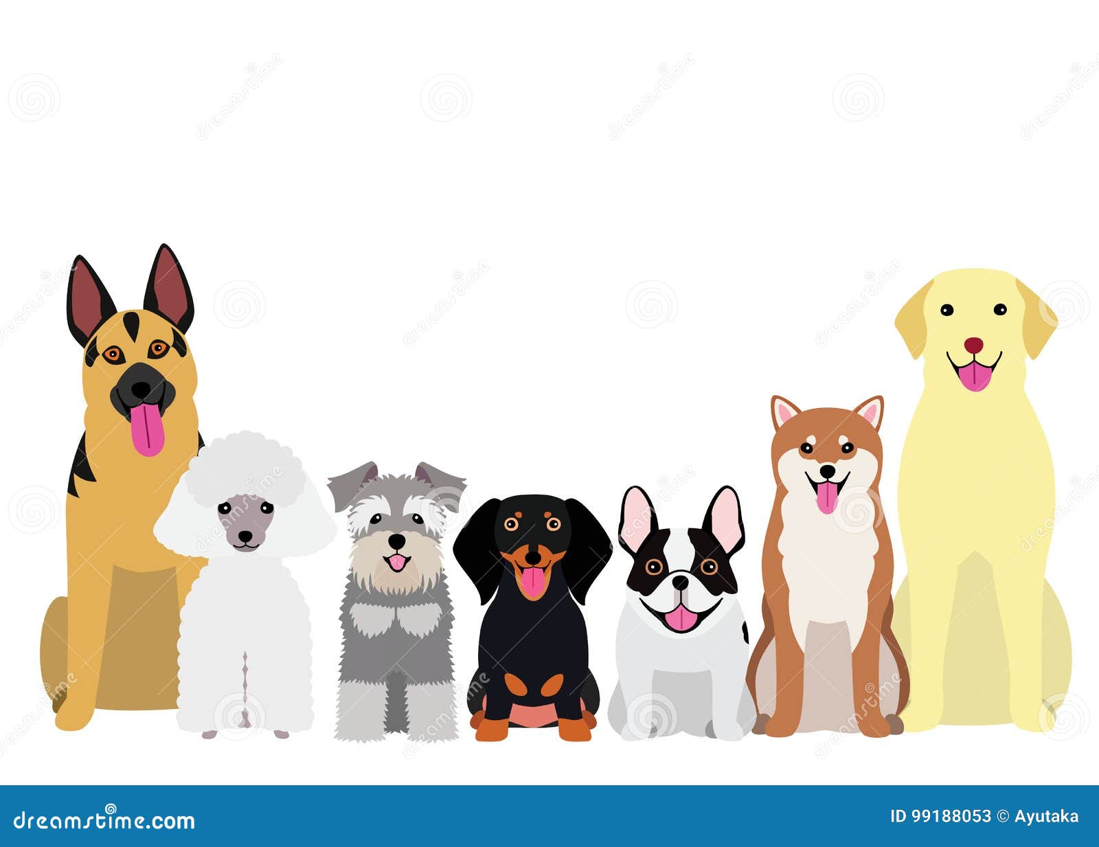 Smiling dogs group stock vector. Illustration of line - 99188053