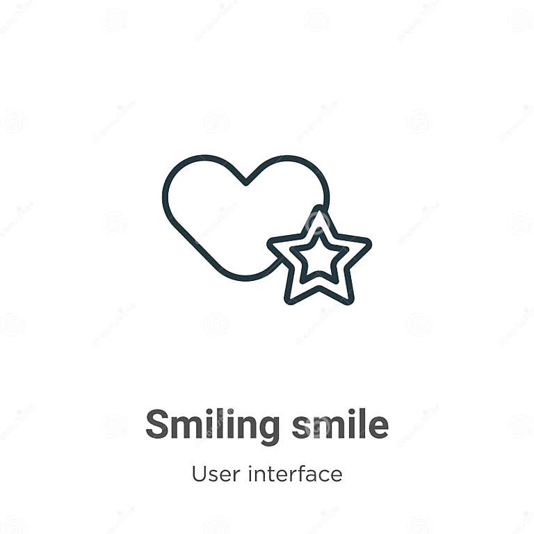 Smiling Smile Outline Vector Icon. Thin Line Black Smiling Smile Icon ...