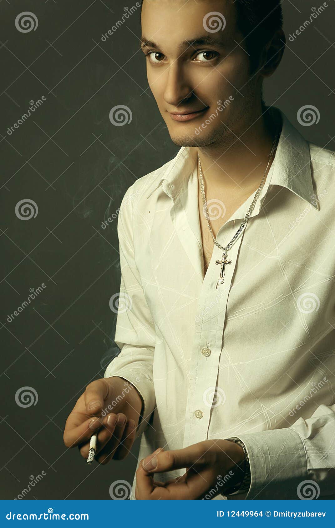 Smiling smoking guy stock photo. Image of catching, face - 12449964