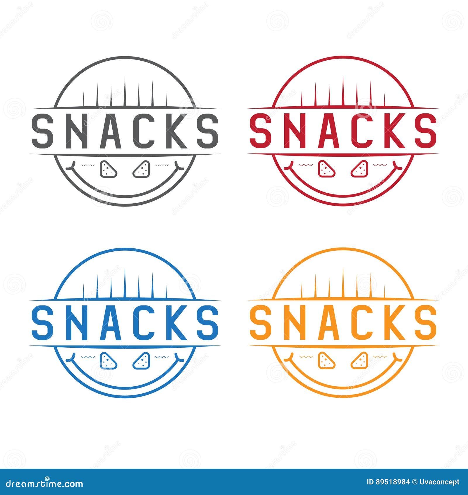 Smiling Snacks Vintage Labels Set Vector Design Stock Vector ...