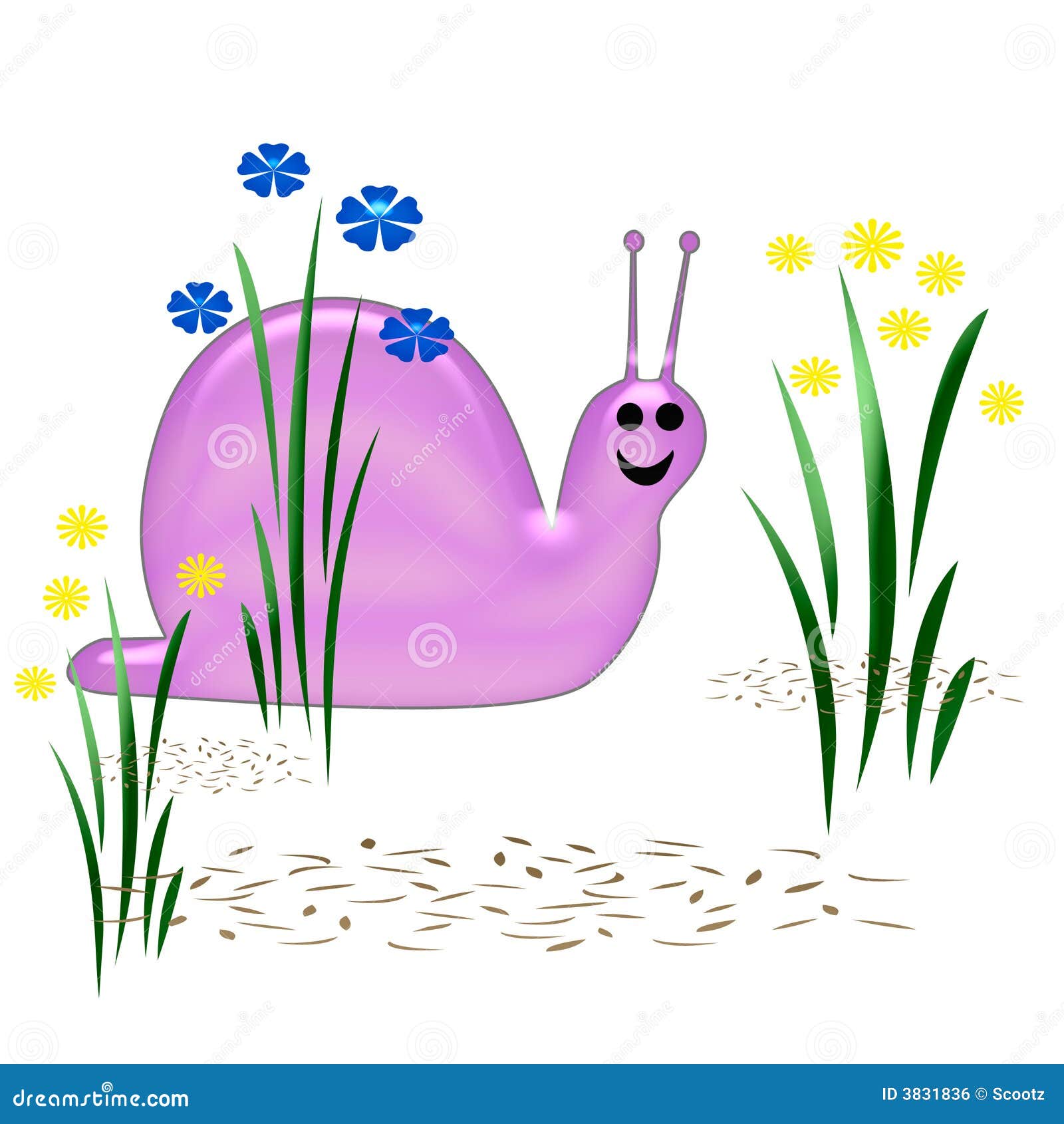 Smiling snail stock illustration. Illustration of grass - 3831836