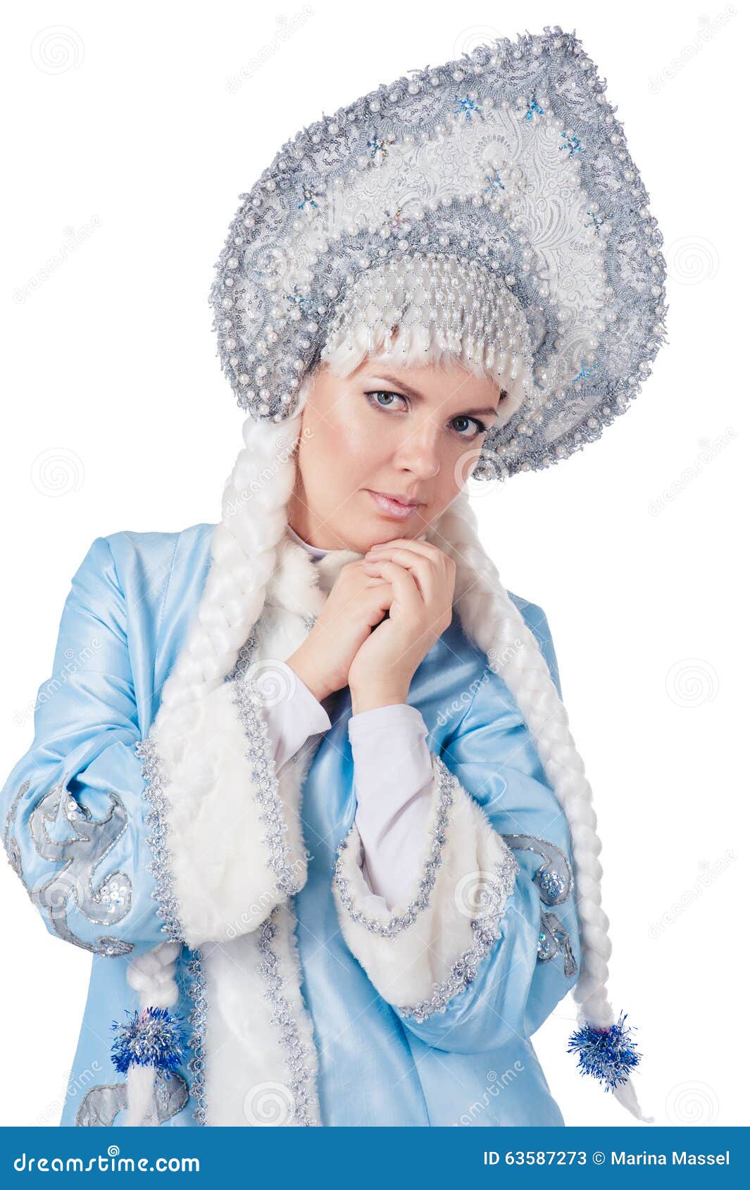 Smiling Snow Maiden Isolated on a White Stock Image - Image of maiden ...