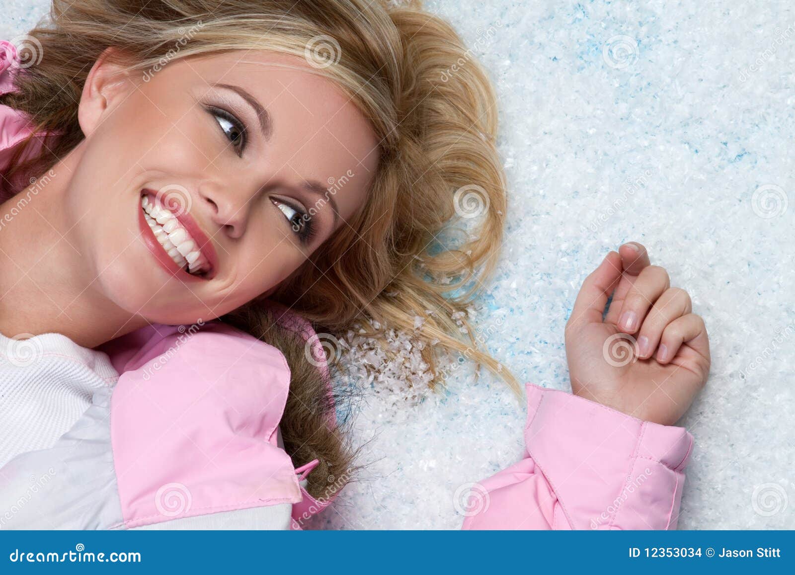 Smiling Snow Woman stock photo. Image of gorgeous, winter - 12353034