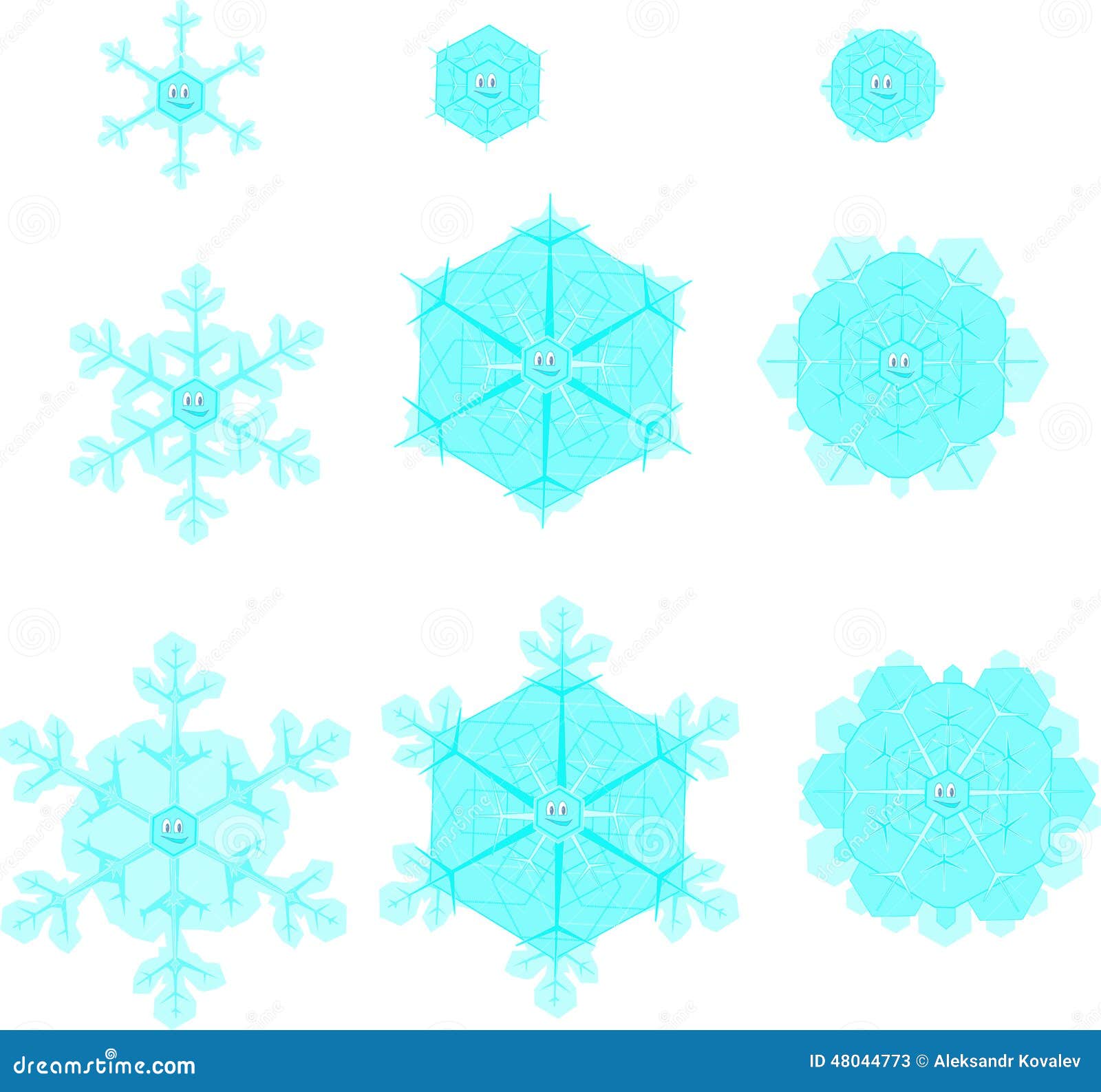 Smiling Snowflakes Evolution Stock Vector - Illustration of snow ...
