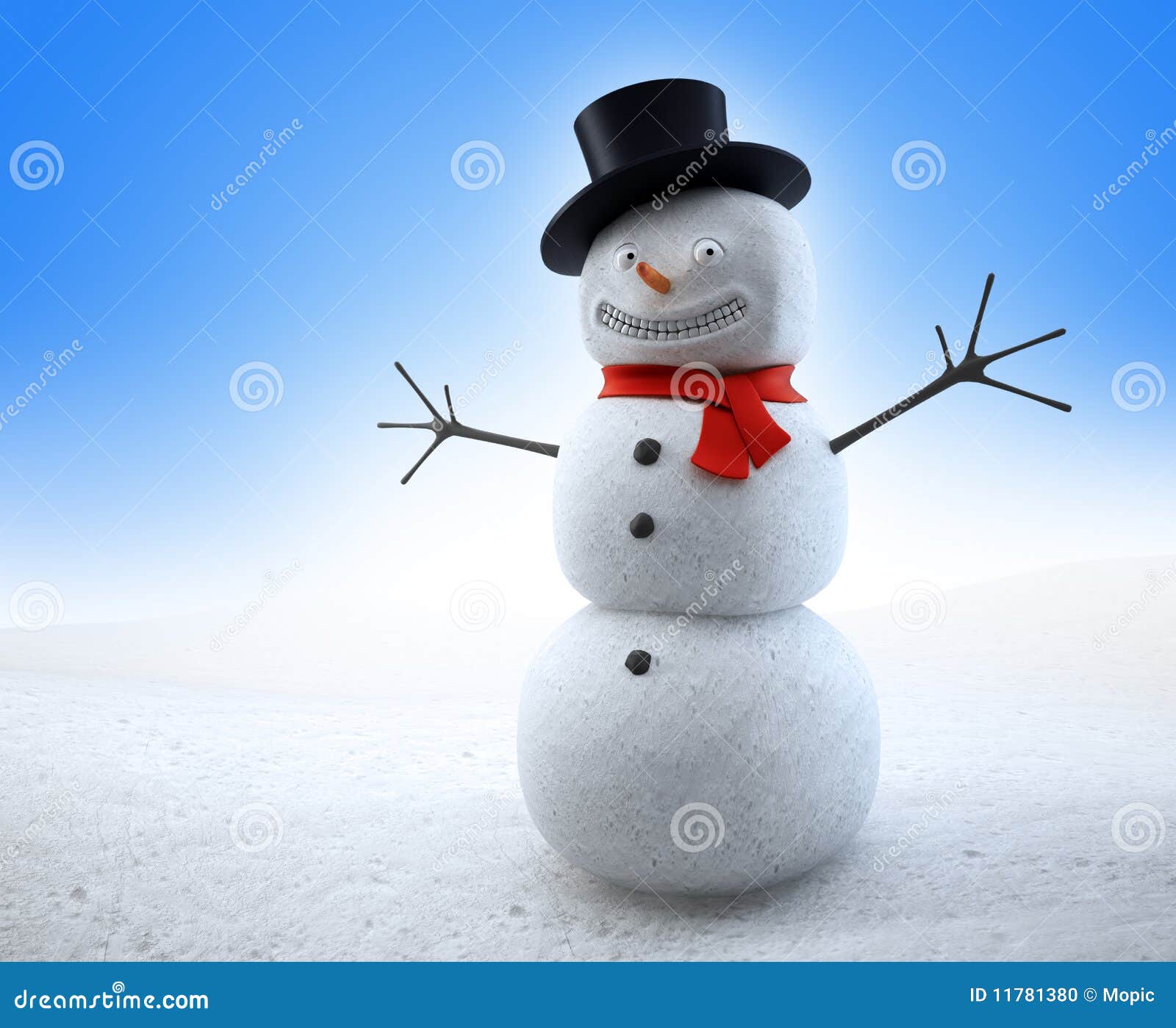 Smiling snowman stock illustration. Illustration of landscape - 11781380