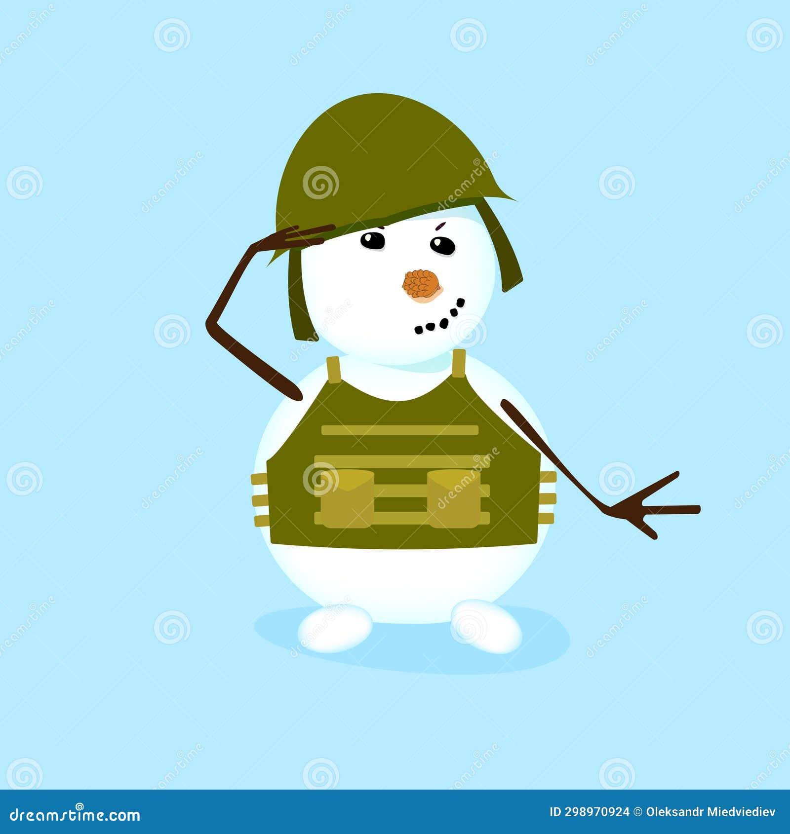 Smiling Snowman in an Army Helmet and Body Armor. Stock Vector ...
