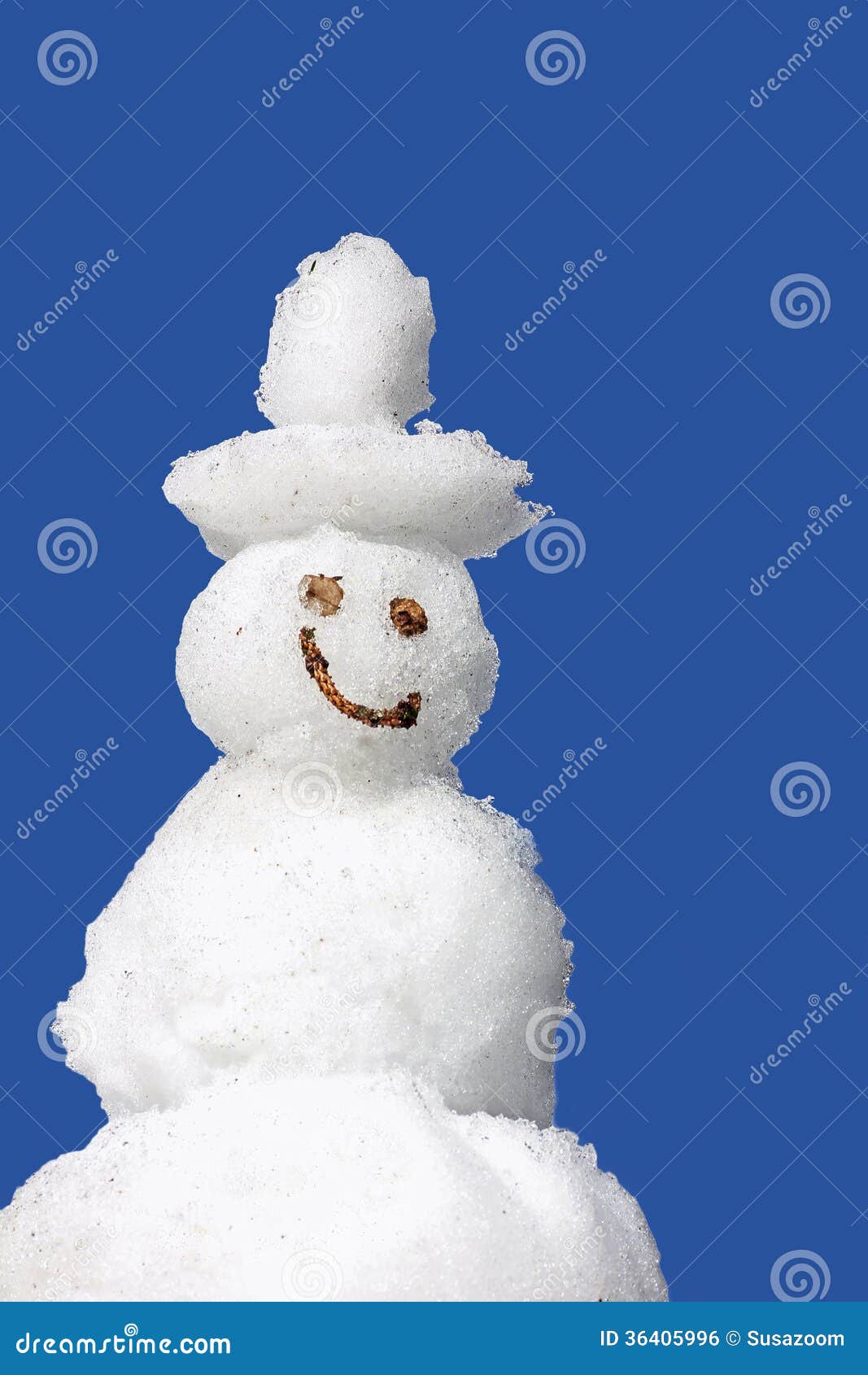 Smiling Snowman and Blue Sky Stock Photo - Image of april, face: 36405996