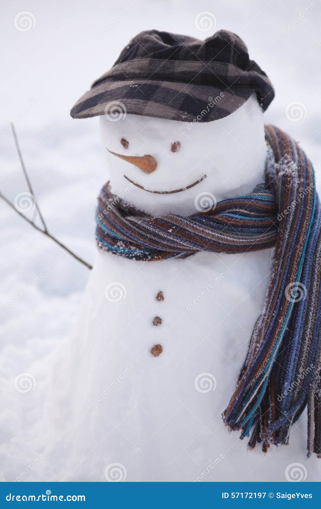 Smiling snowman with cap stock image. Image of frozen - 57172197