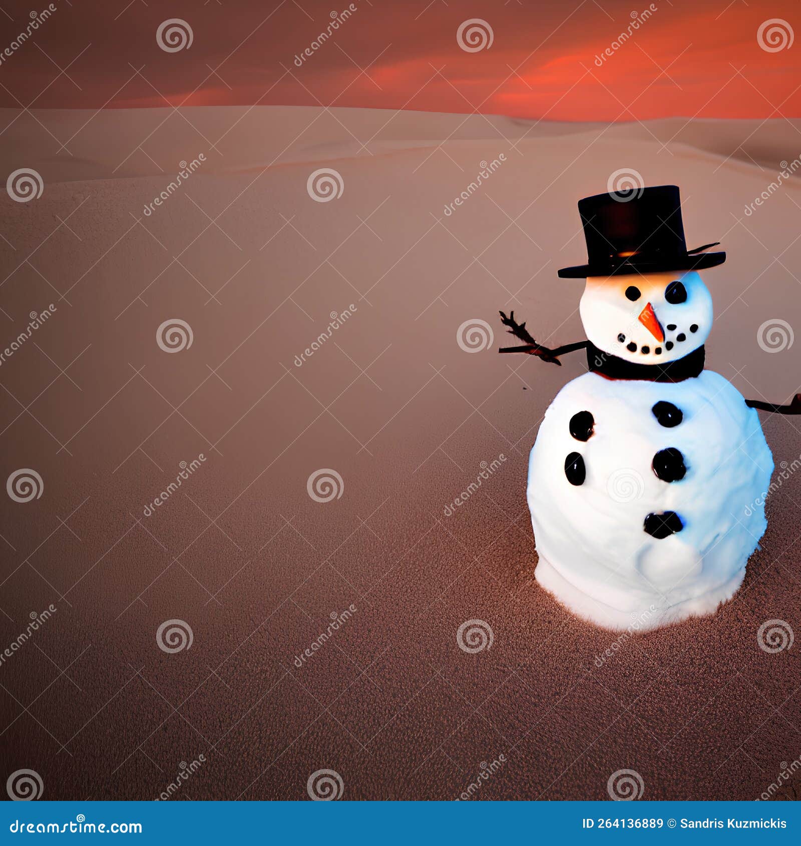 Smiling Snowman in Desert. Generative Ai Stock Illustration ...