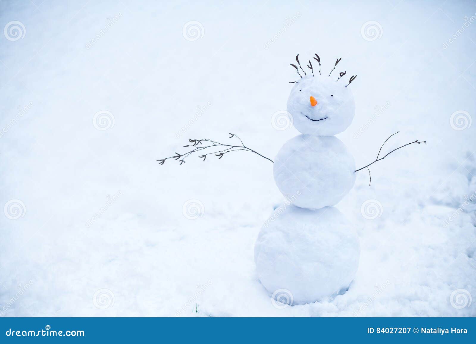 Smiling Snowman Standing in the Snow Stock Image - Image of frost ...