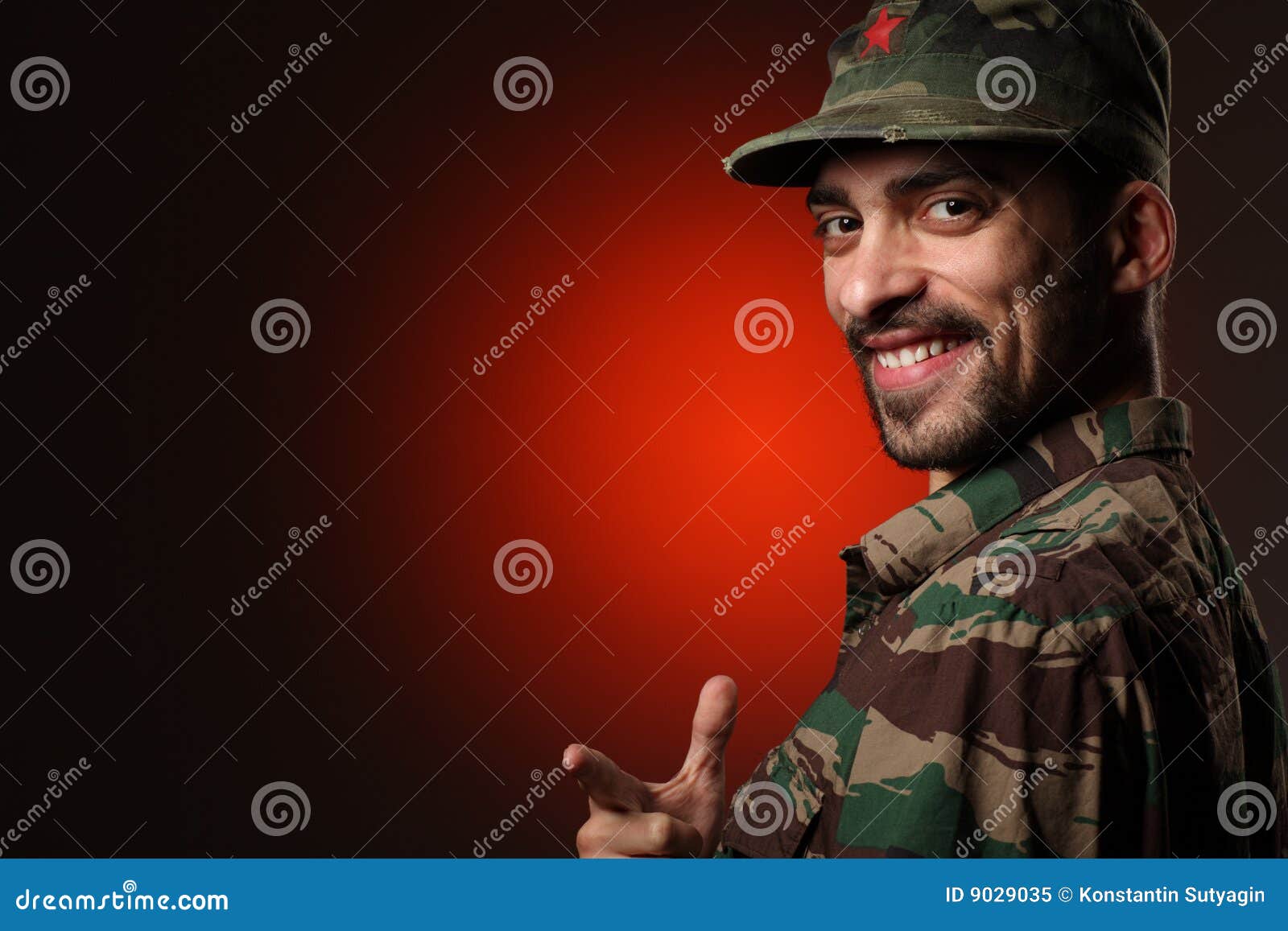 Smiling soldier stock image. Image of army, closeup, beard - 9029035