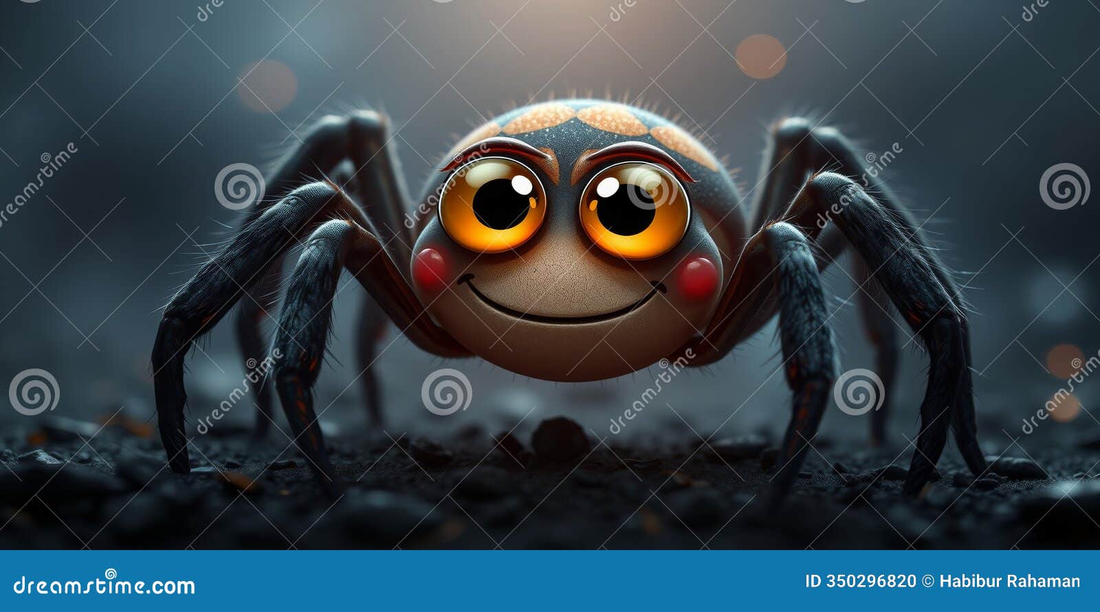 Smiling Spider with Big Eyes Stock Illustration - Illustration of light ...