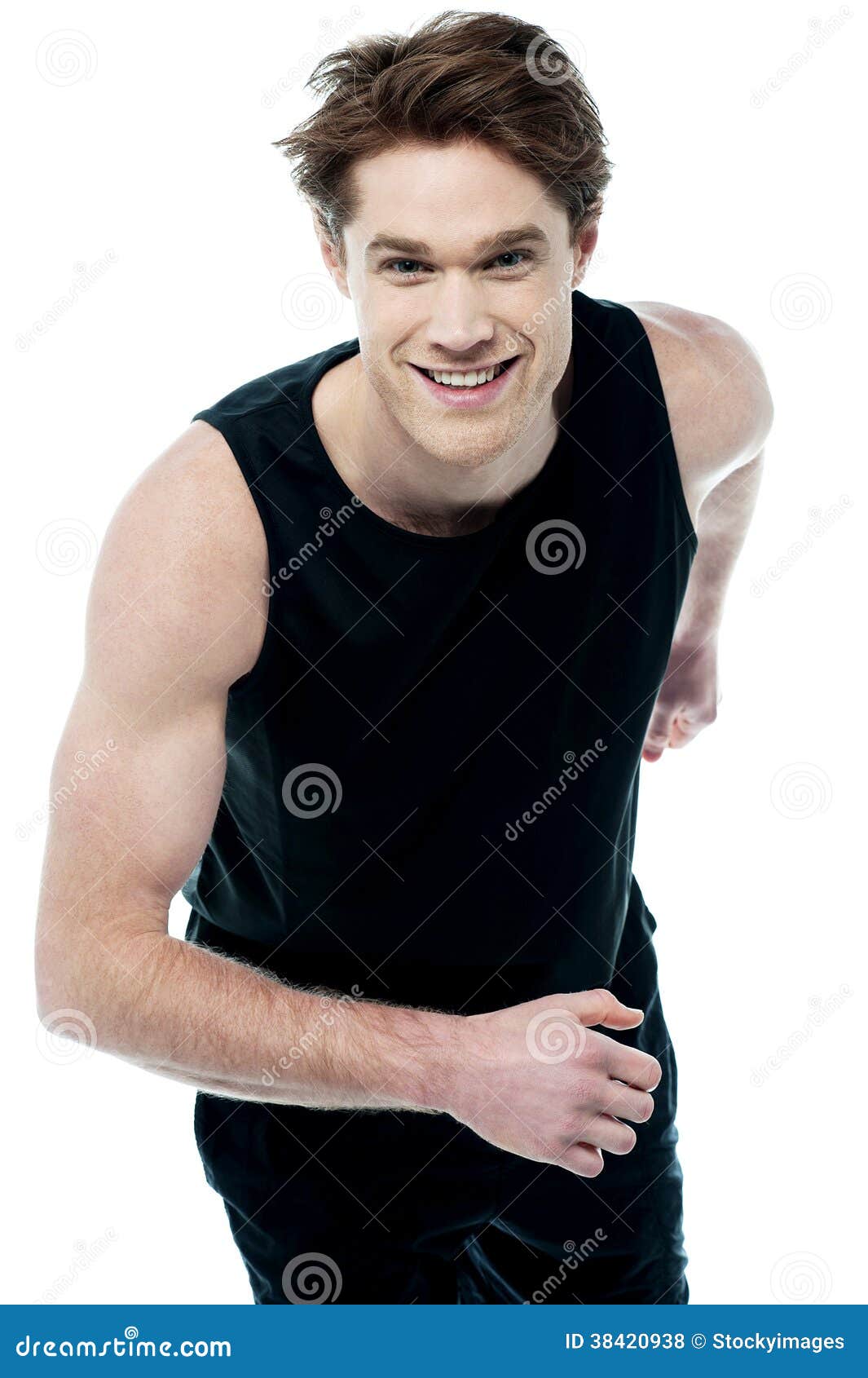 Smiling Sportive Man Running Stock Photo - Image of game, fitness: 38420938