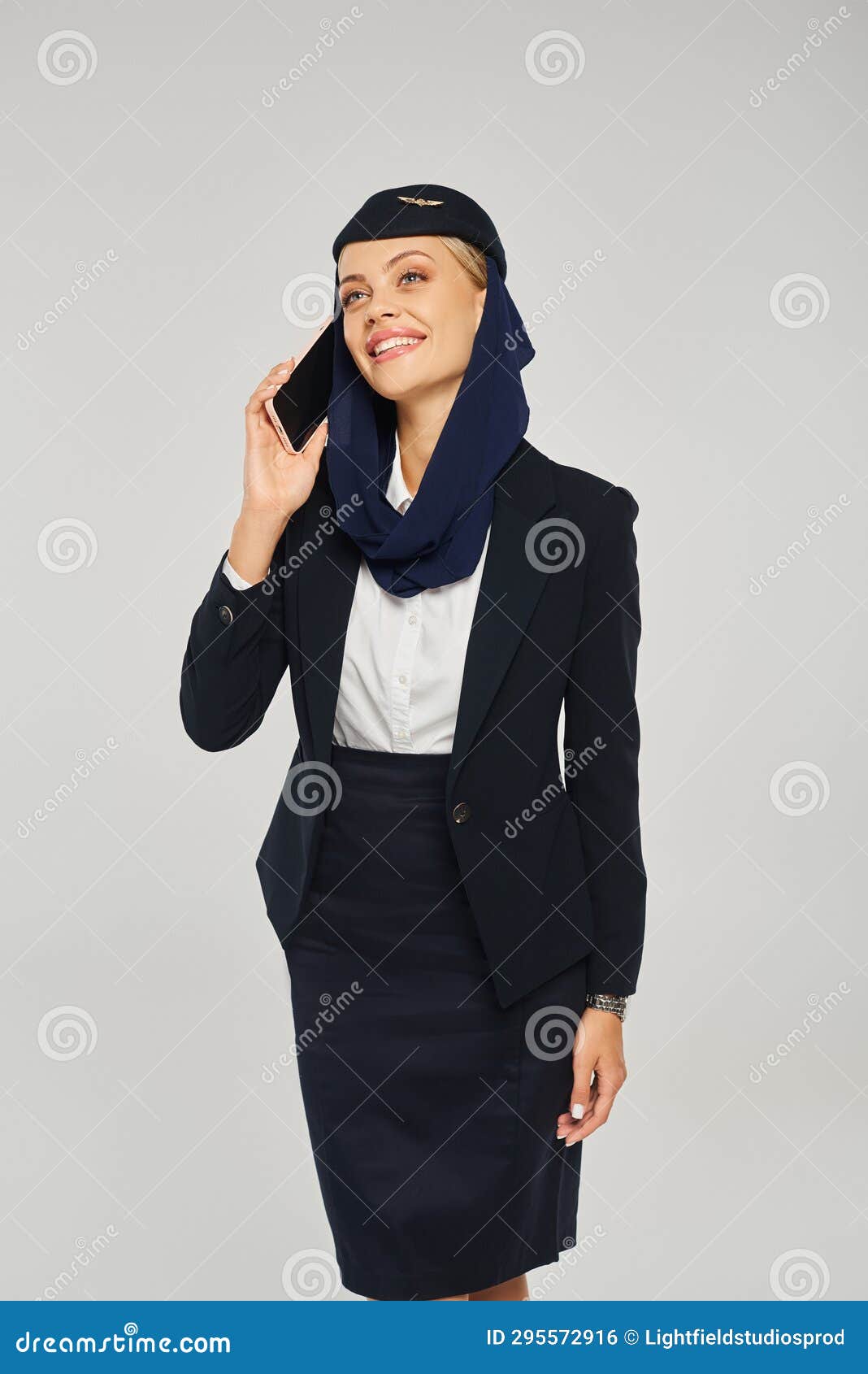 Smiling Stewardess in Arabian Airlines Uniform Stock Photo - Image of ...
