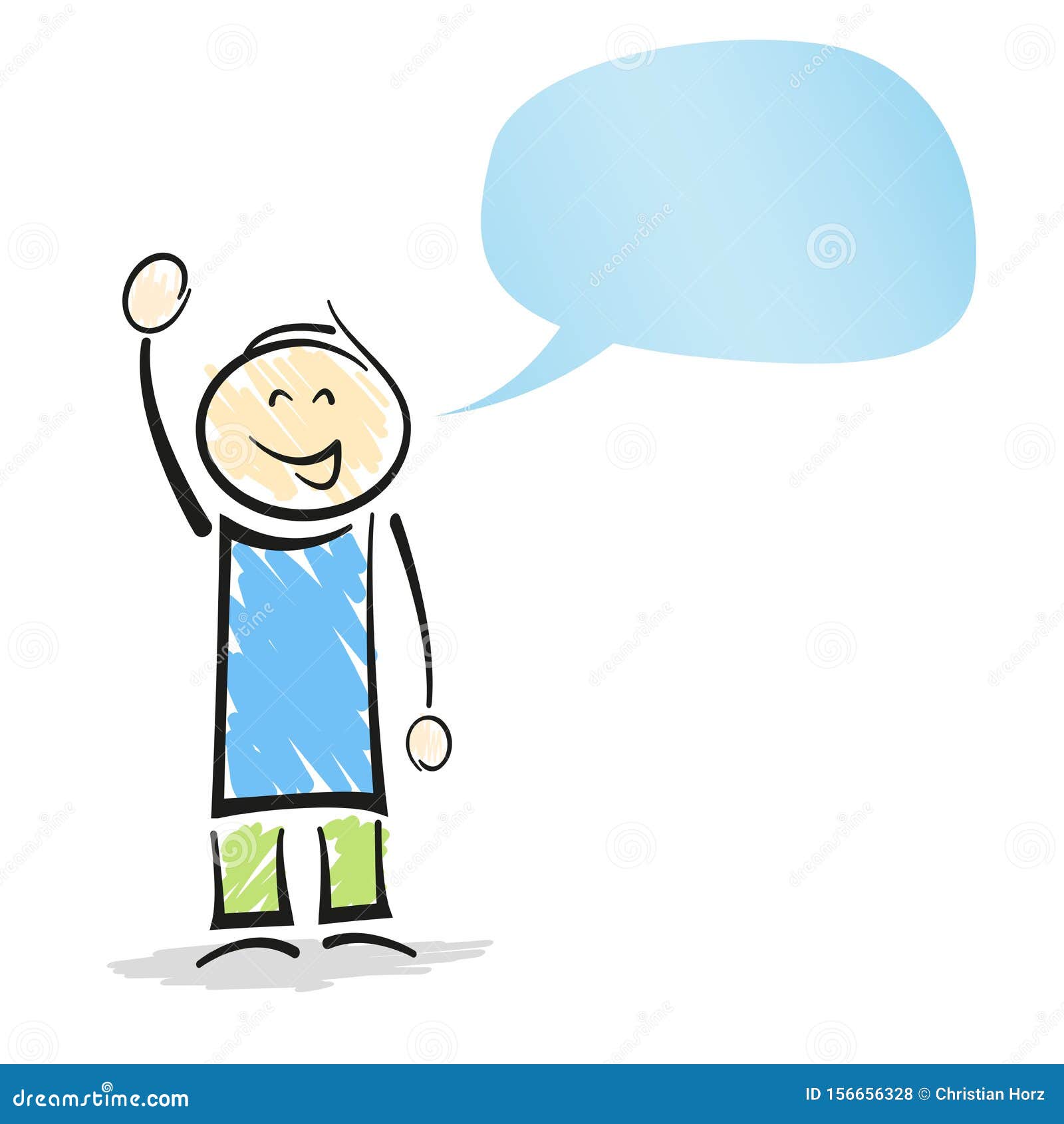 Smiling Stickman Character with Empty Speech Bubble Stock Vector ...