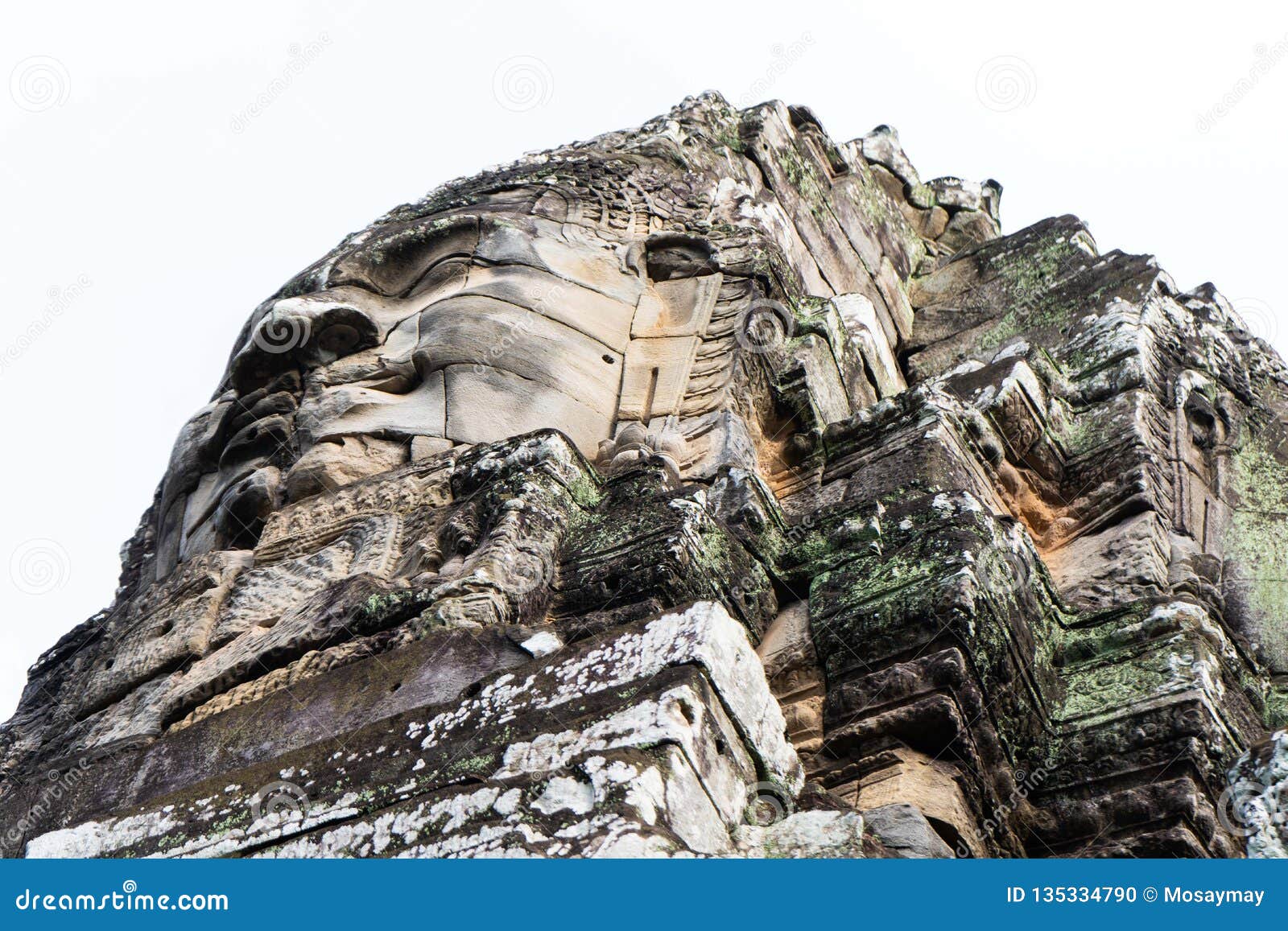 Smiling Stone Face on Tower at Bayon Castle Stock Photo - Image of ...