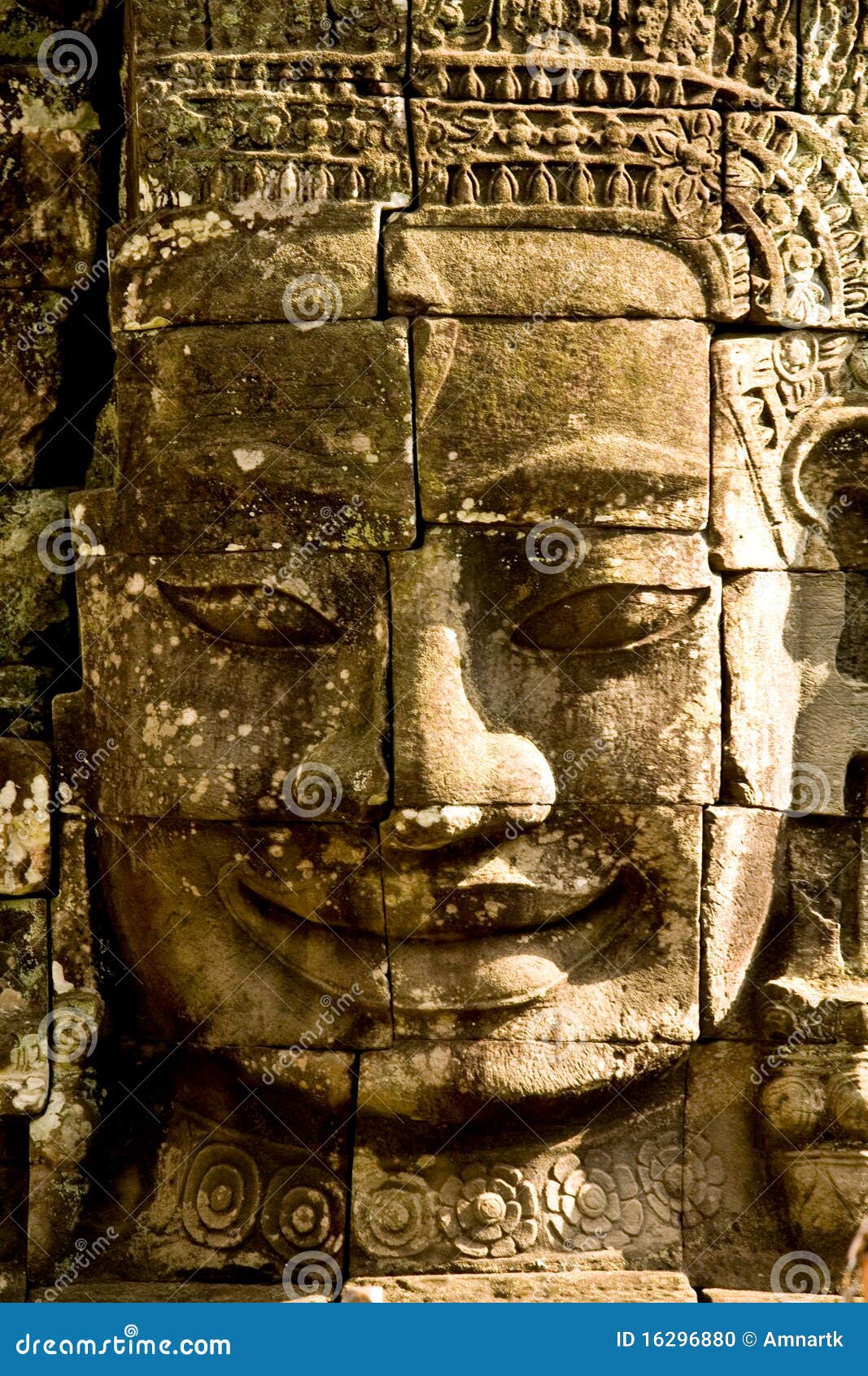 Smiling Stone Faces in the Temple Stock Photo - Image of holy, religion ...