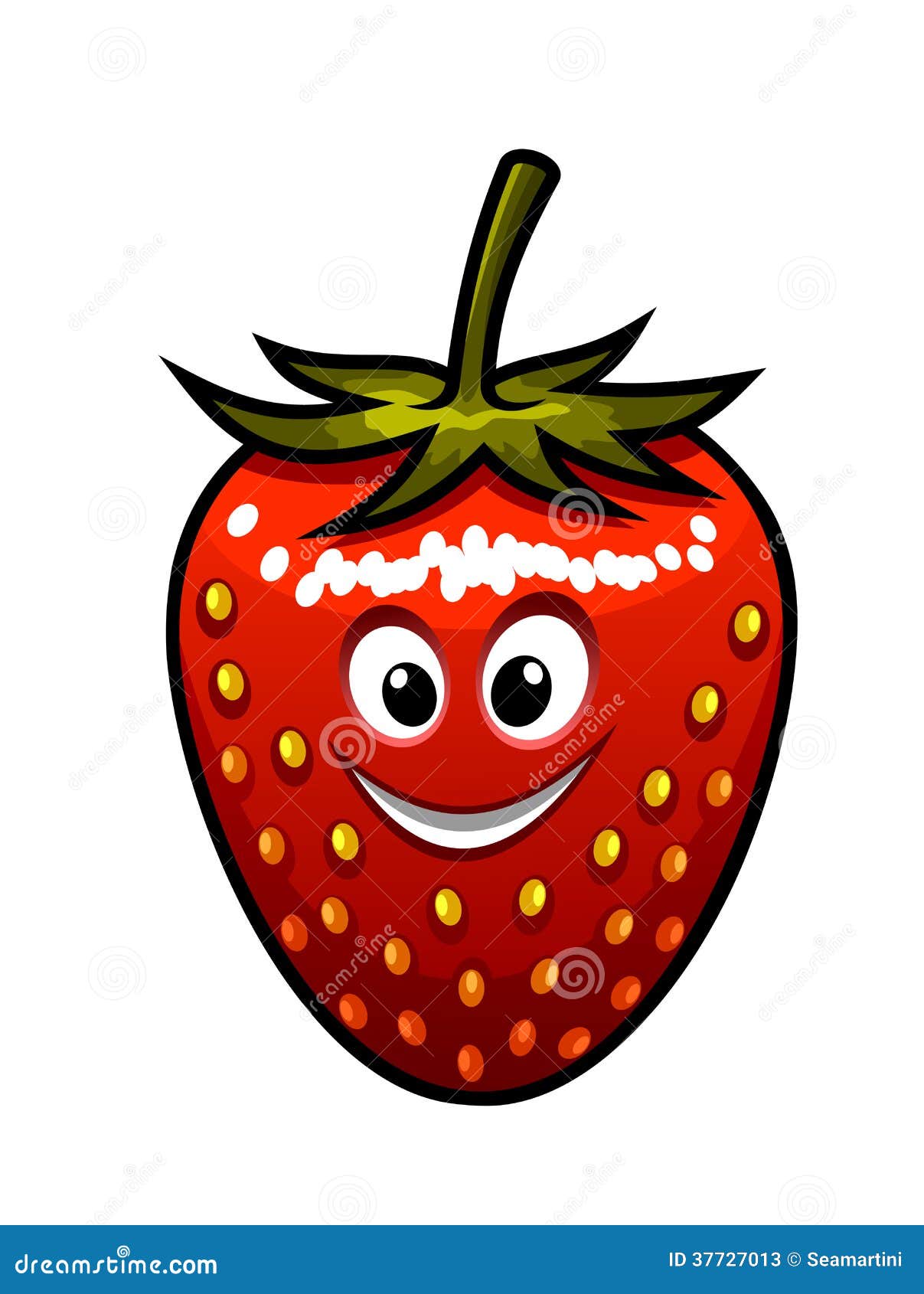 Smiling Strawberry with a Green Stalk Stock Vector - Illustration of ...