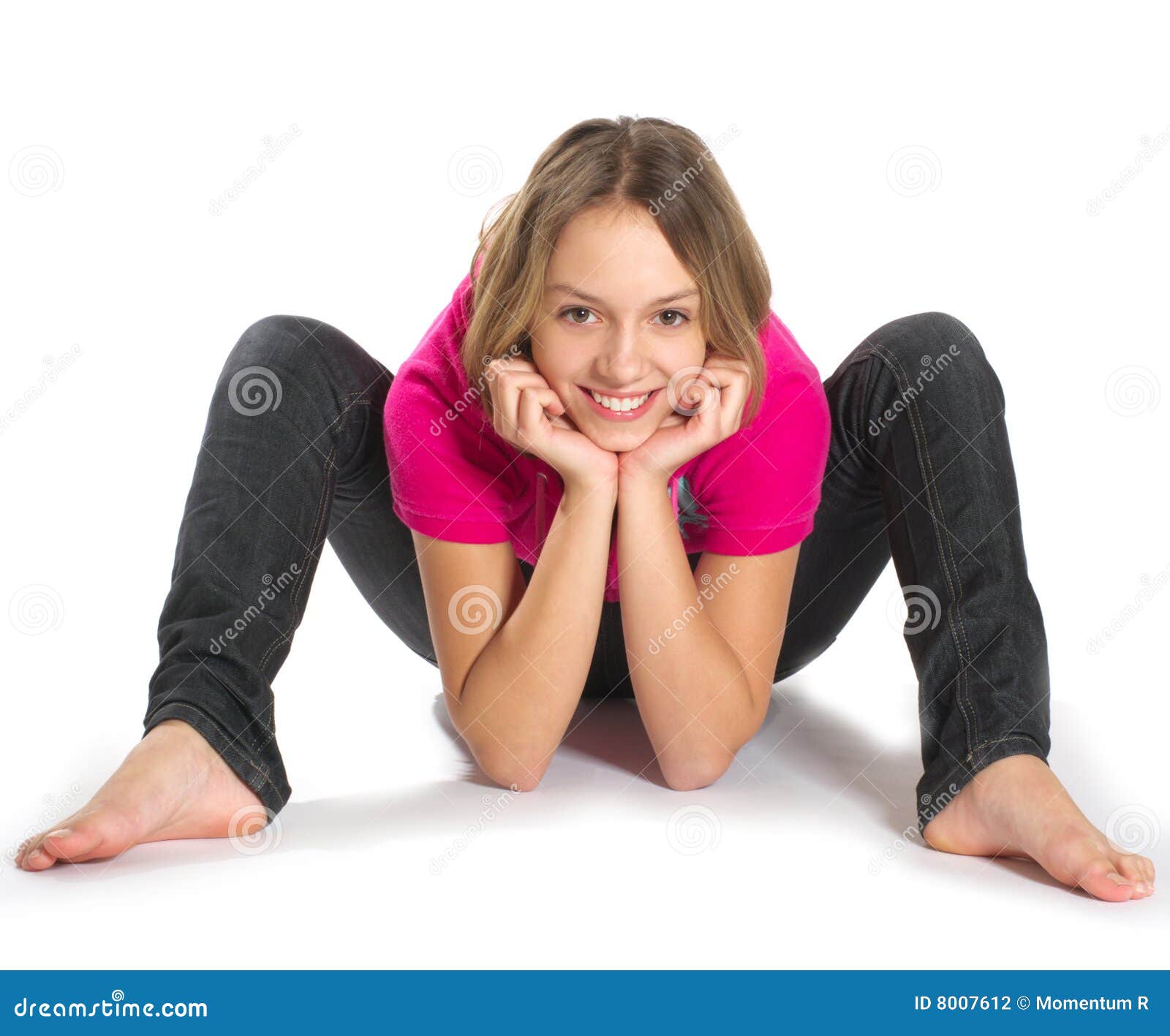 Smiling stretching girl stock photo. Image of people, hair - 8007612