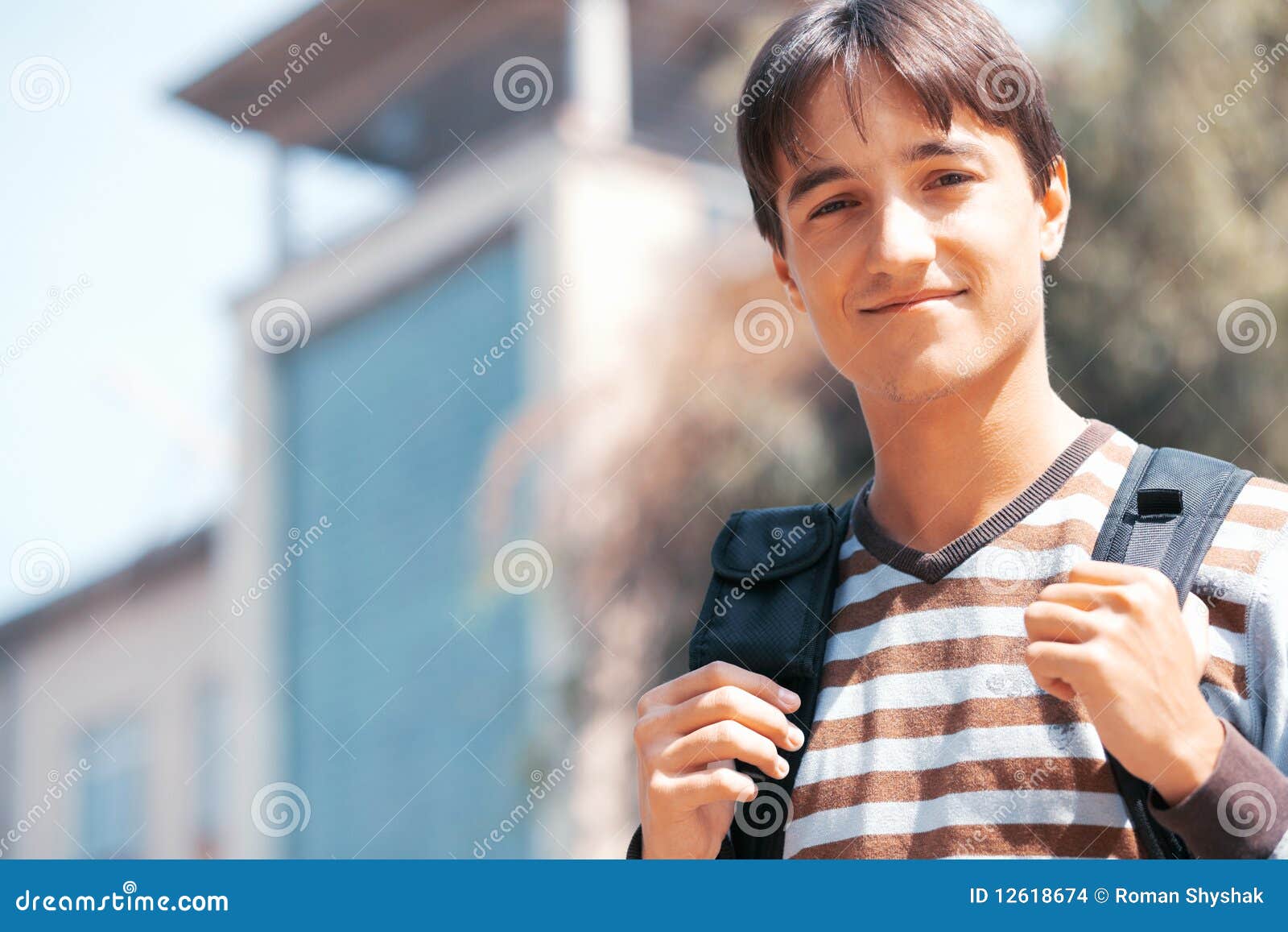 Smiling student stock photo. Image of life, male, pockets - 12618674