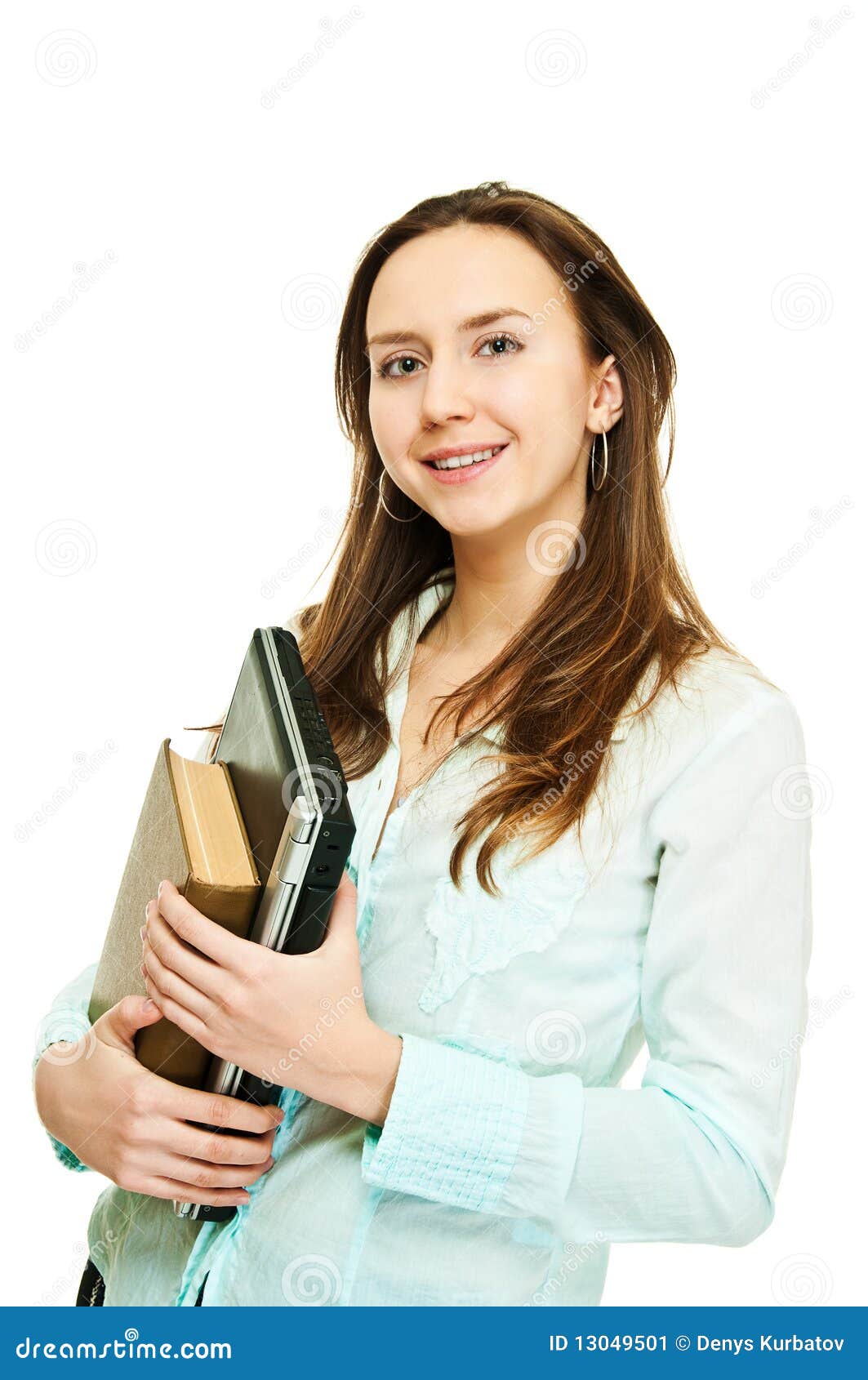 Smiling student stock image. Image of attractive, computer - 13049501