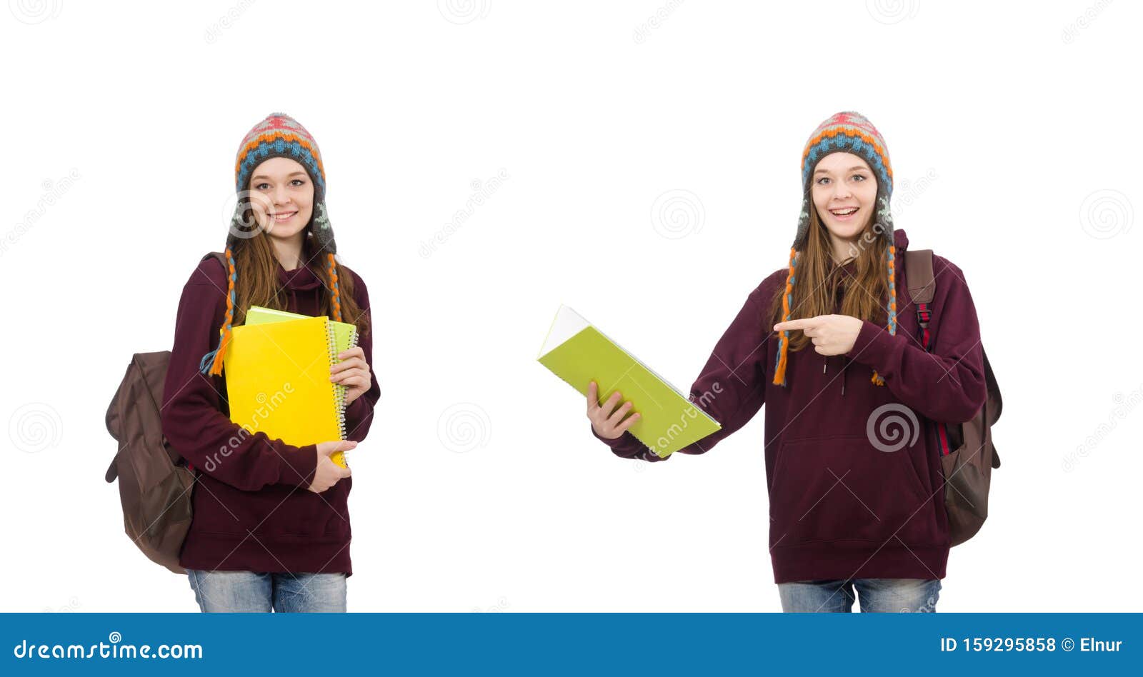 Smiling Student with Backpack Isolated on White Stock Photo - Image of ...