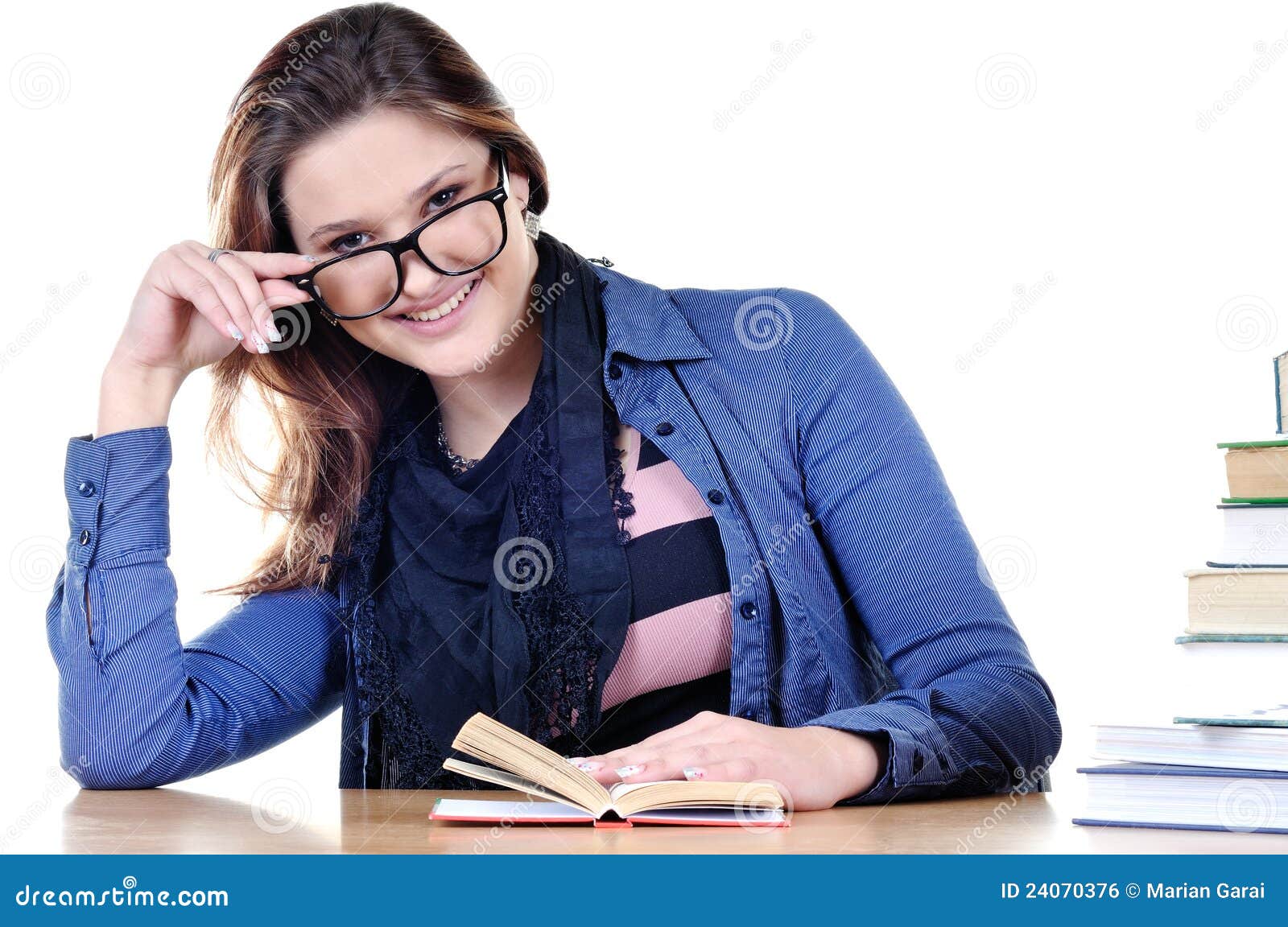 Smiling Student with Books at Stock Photo - Image of library, leisure ...